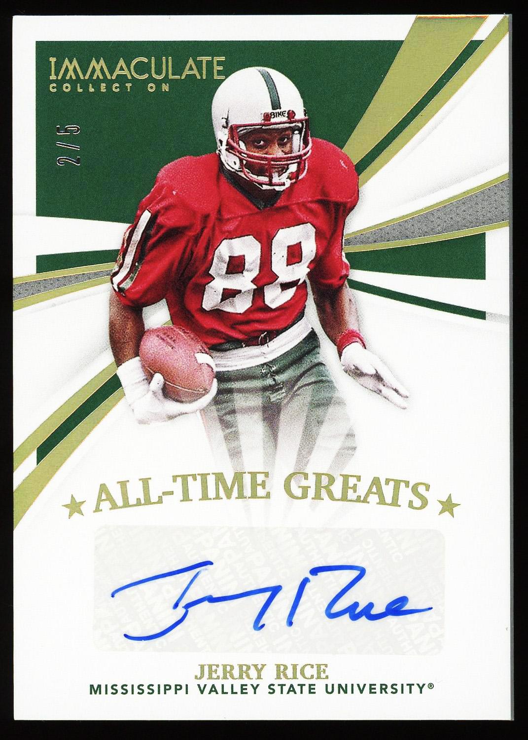 Jerry Rice 2021 Panini Immaculate Collection All Time Greats Autograph ...