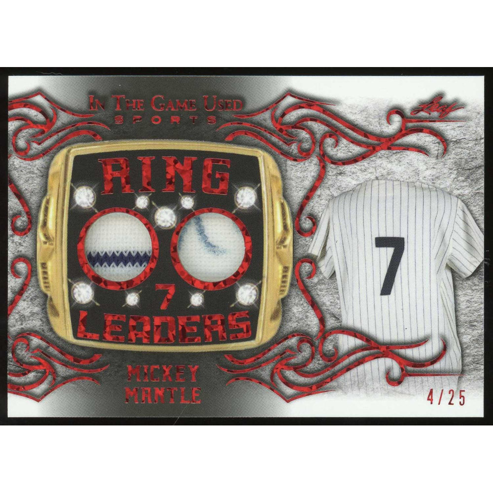 Mickey Mantle 2022 Leaf In the Game Used Sports Ring Leaders Dual Patch ...