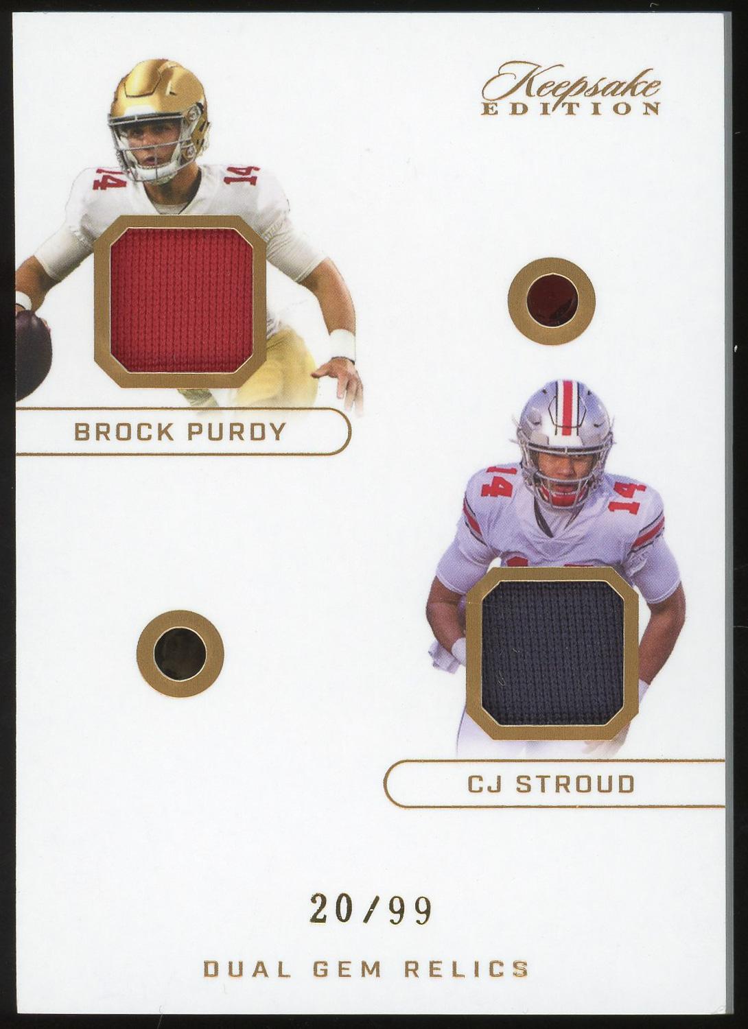 Brock Purdy & C.J. Stroud 2024 Keepsake Edition Dual Gem Relics Patch ...