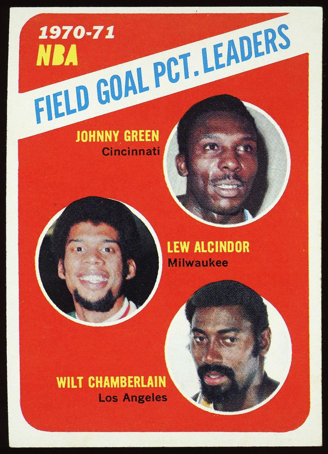 1971 Topps NBA Field Goal Percentage Leaders Card #140 w/ Wilt ...