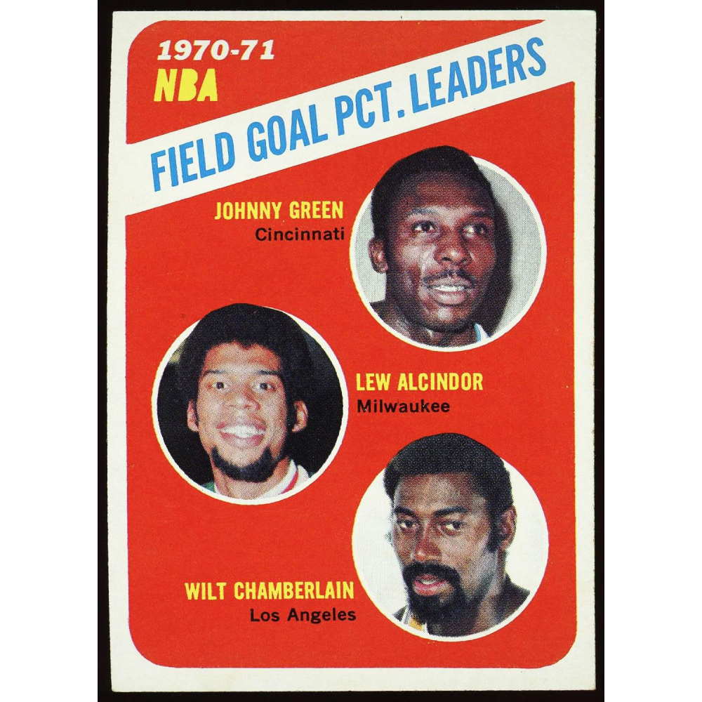 1971 Topps NBA Field Goal Percentage Leaders Card #140 w/ Wilt ...