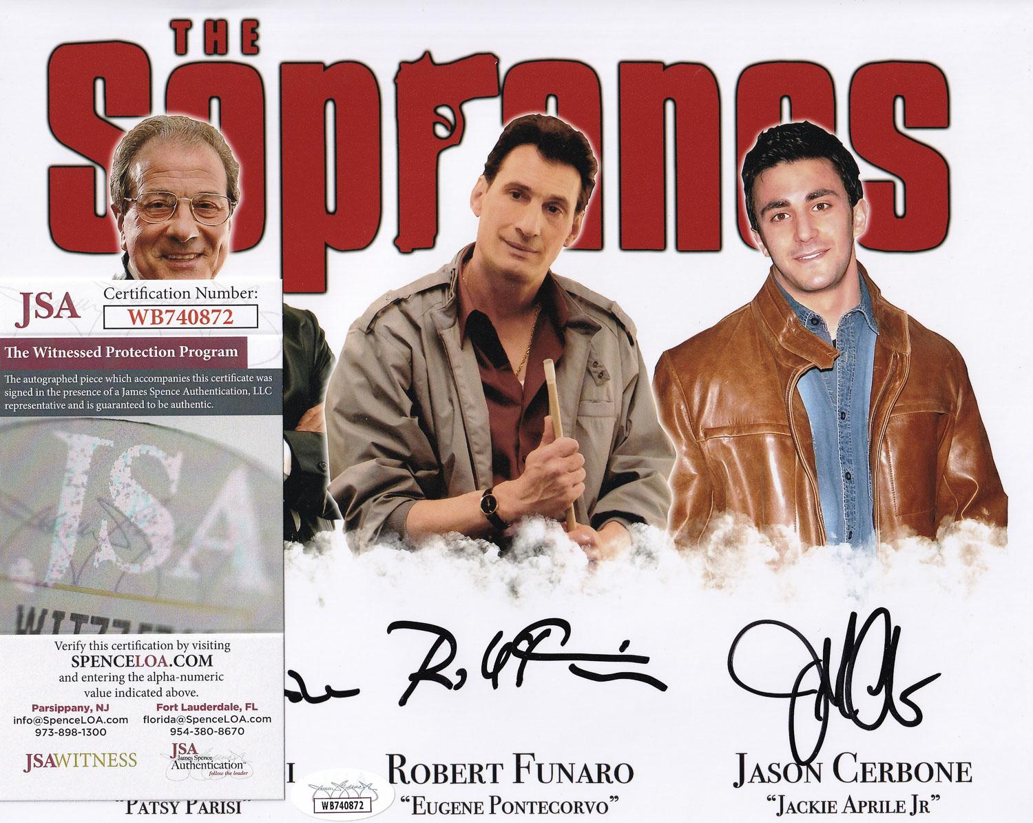 Dan Grimaldi, Robert Funaro & Jason Cerbone Signed 'The Sopranos' 8x10 Photo (JSA Witness COA ...