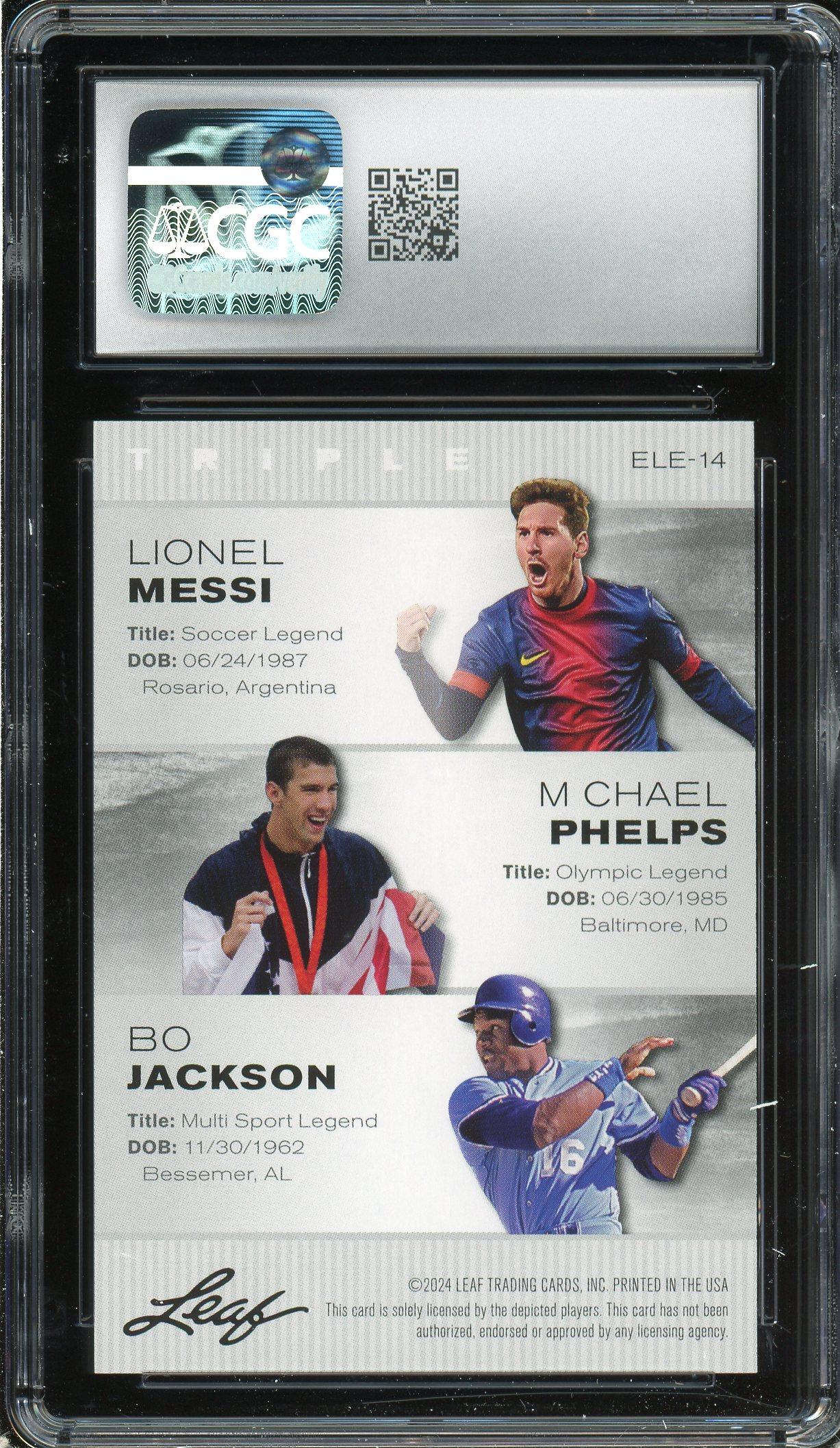 Lionel Messi, Michael Phelps & Bo Jackson 2024 Leaf Special Release ...