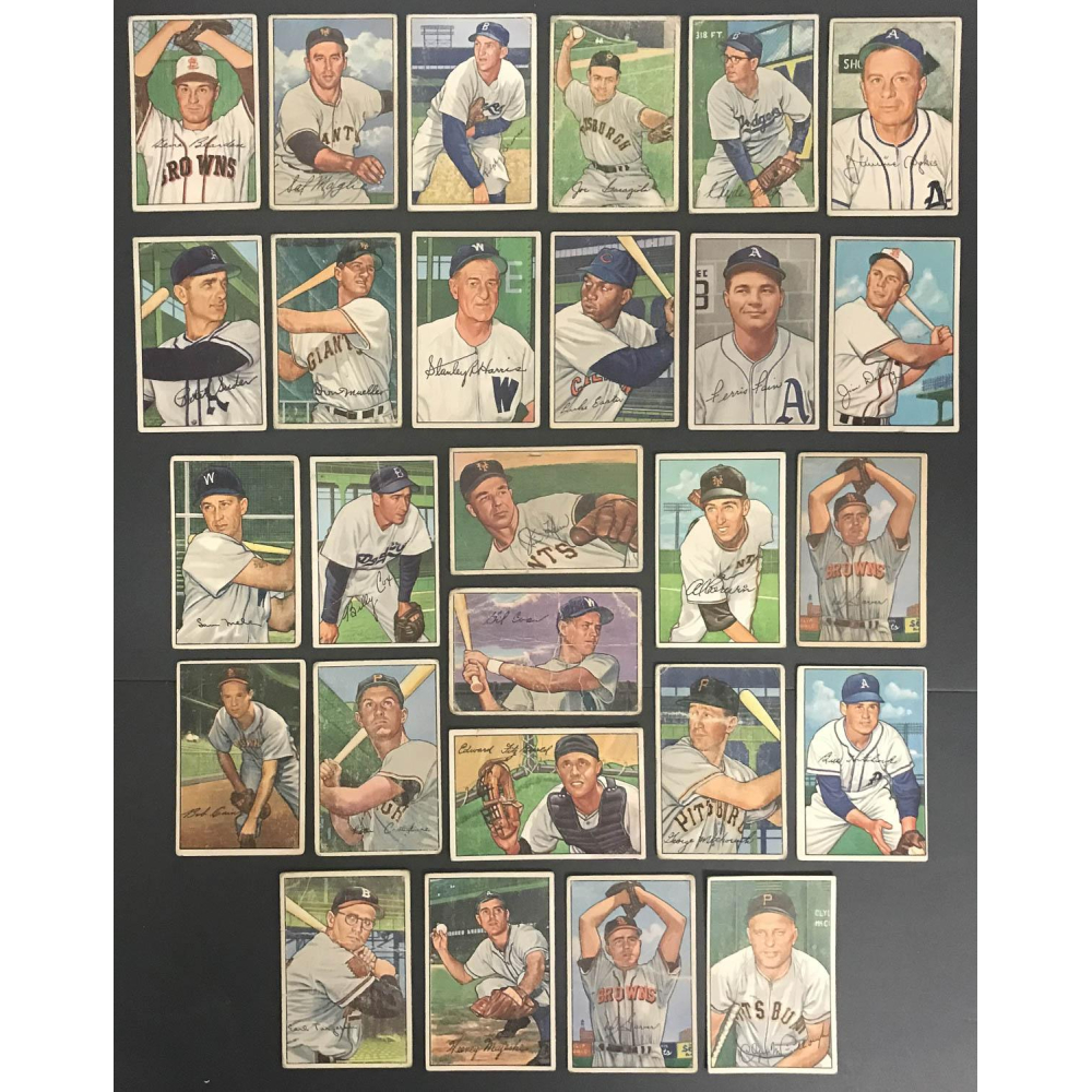 Lot of (27) 1952 Bowman Baseball Cards : Inc. Ralph Branca, Joe ...