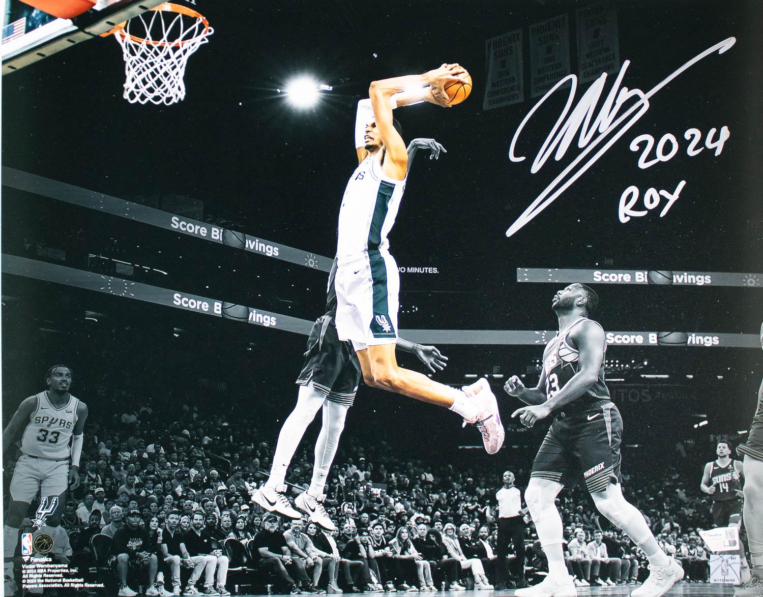 Victor Wembanyama "2024 ROY" Signed San Antonio Spurs 16x20 Photo ...