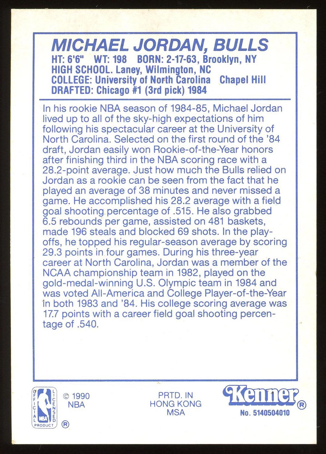 Michael Jordan 1990 Kenner Starting Lineups Yellow Card | Auction of ...