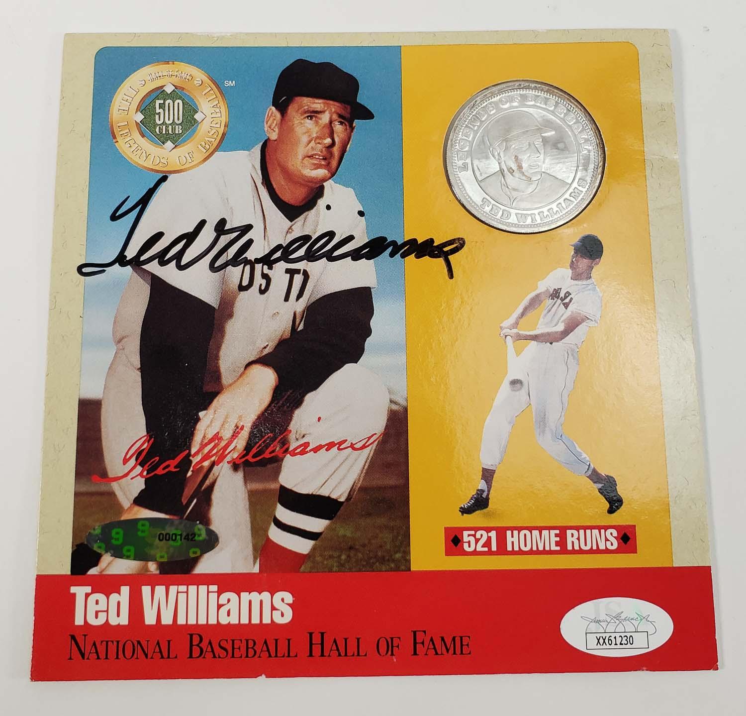 Ted Williams Signed 1990 Commemorative Silver Proof Coin Card (JSA LOA ...