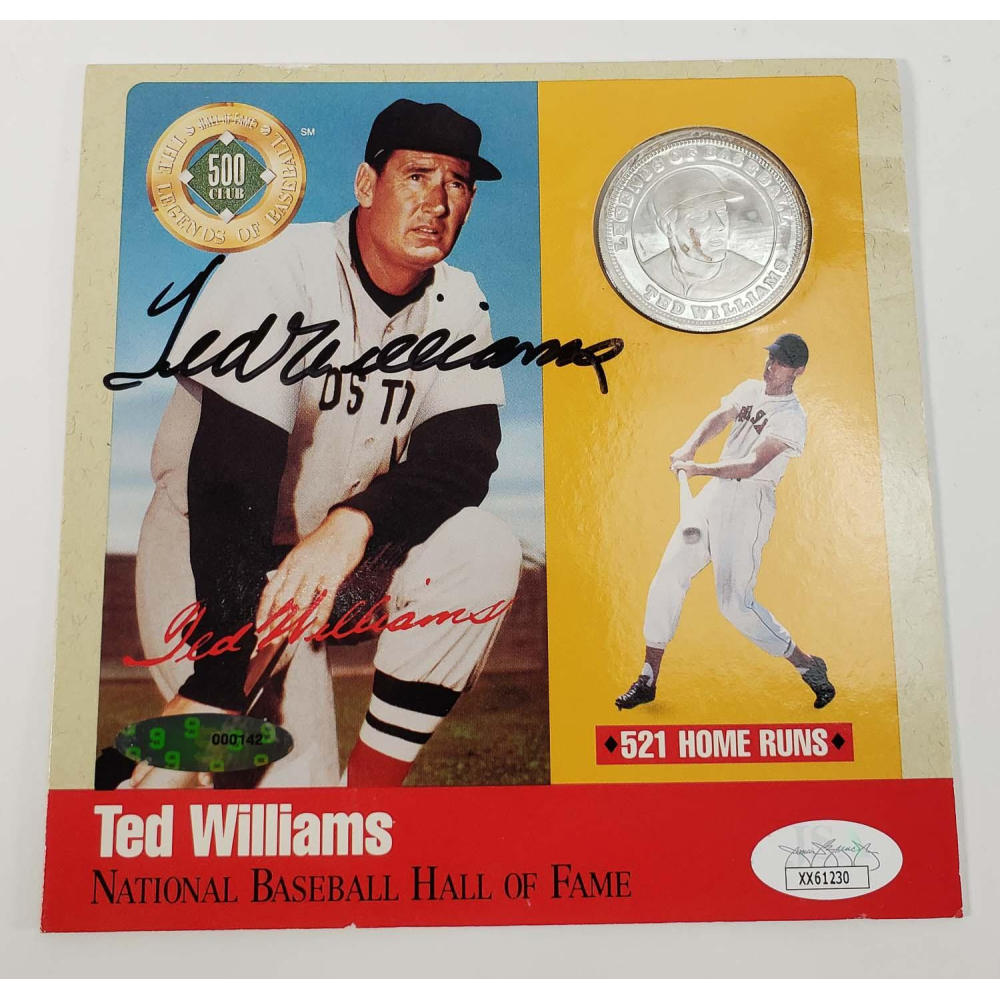 Ted Williams Signed 1990 Commemorative Silver Proof Coin Card (JSA LOA ...