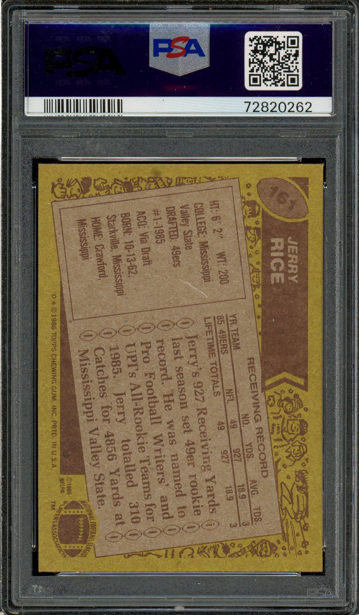 Jerry Rice 1986 Topps Rookie Card #161 PSA 5 | Auction of Champions