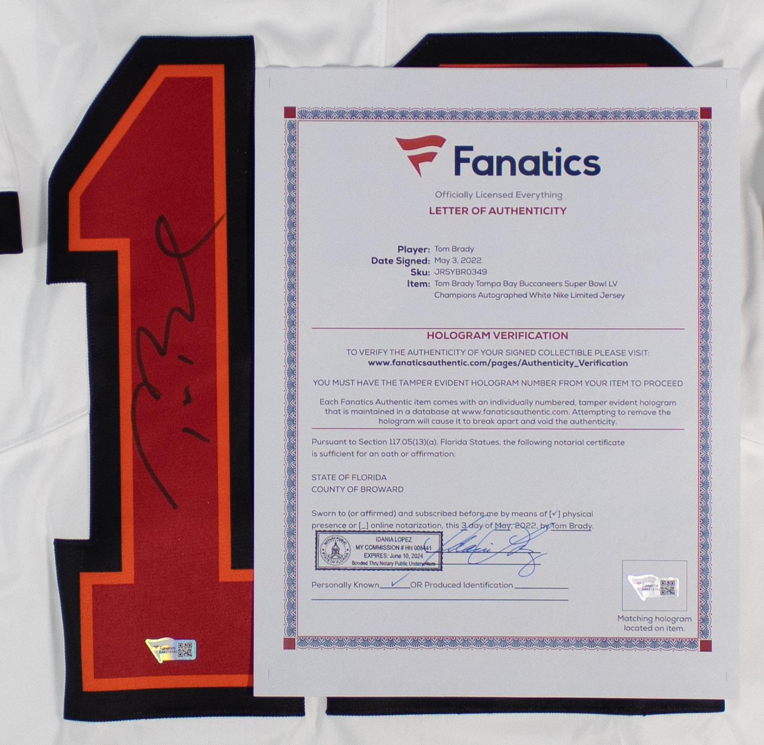 Tom Brady Signed Tampa Bay Buccaneers Nike NFL Authentic Limited Jersey ...