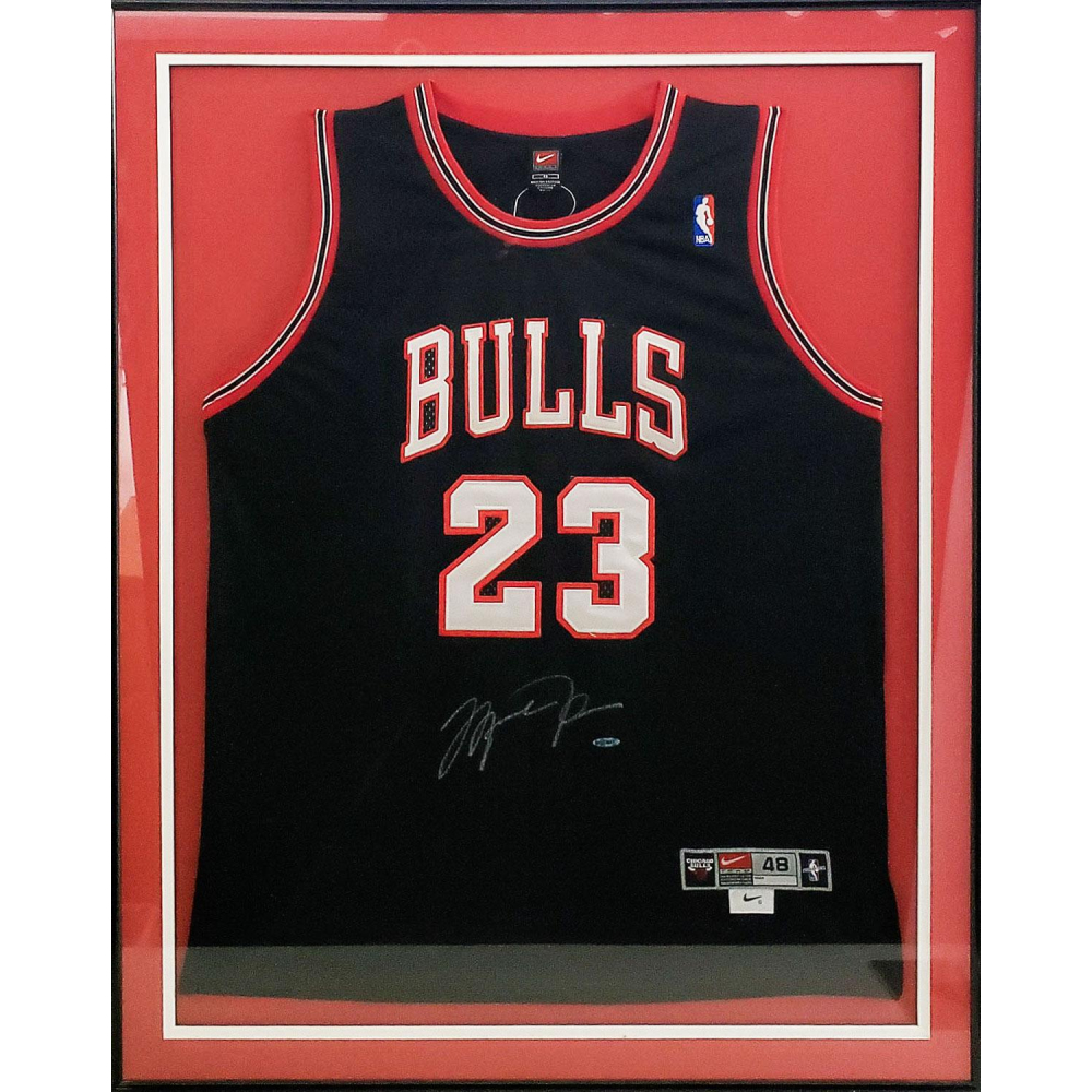 Michael Jordan Signed & Framed Chicago Bulls Nike Size 48 NBA Authentics Jersey (UDA COA ...