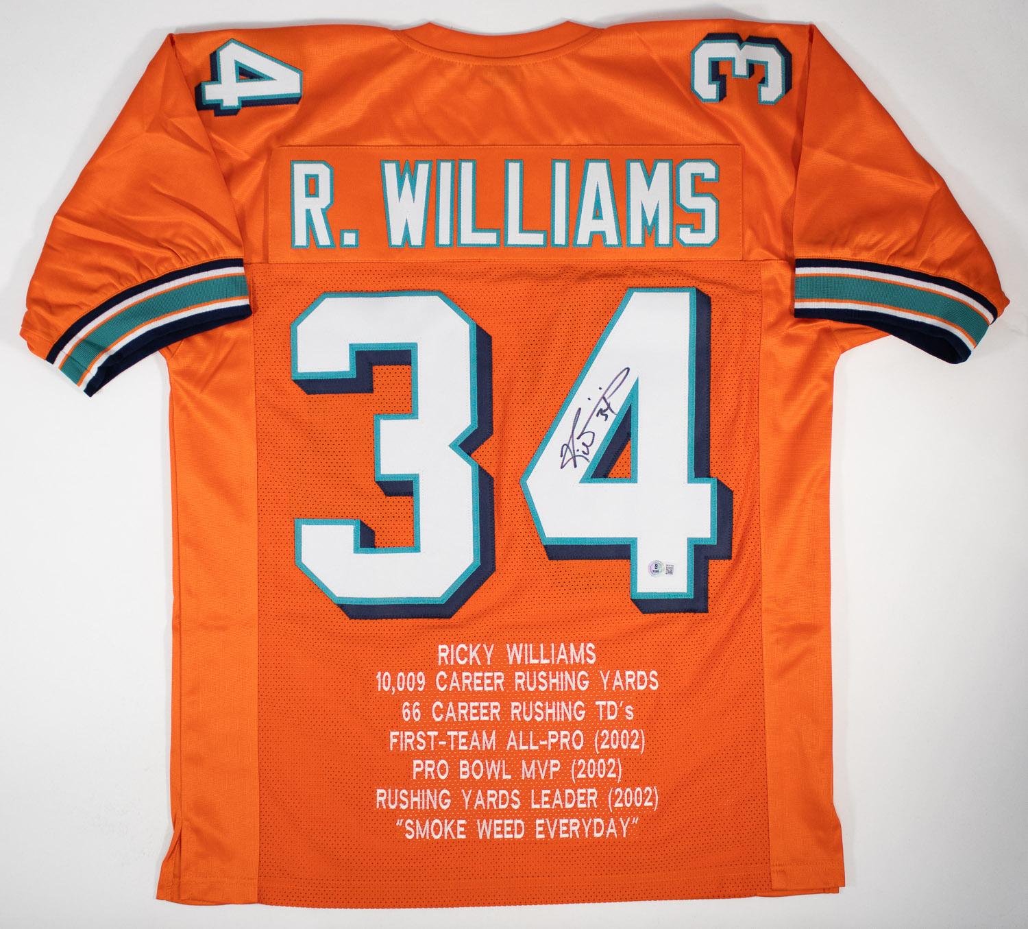 Ricky Williams Signed Miami Dolphins Custom Stat Engraved Jersey ...