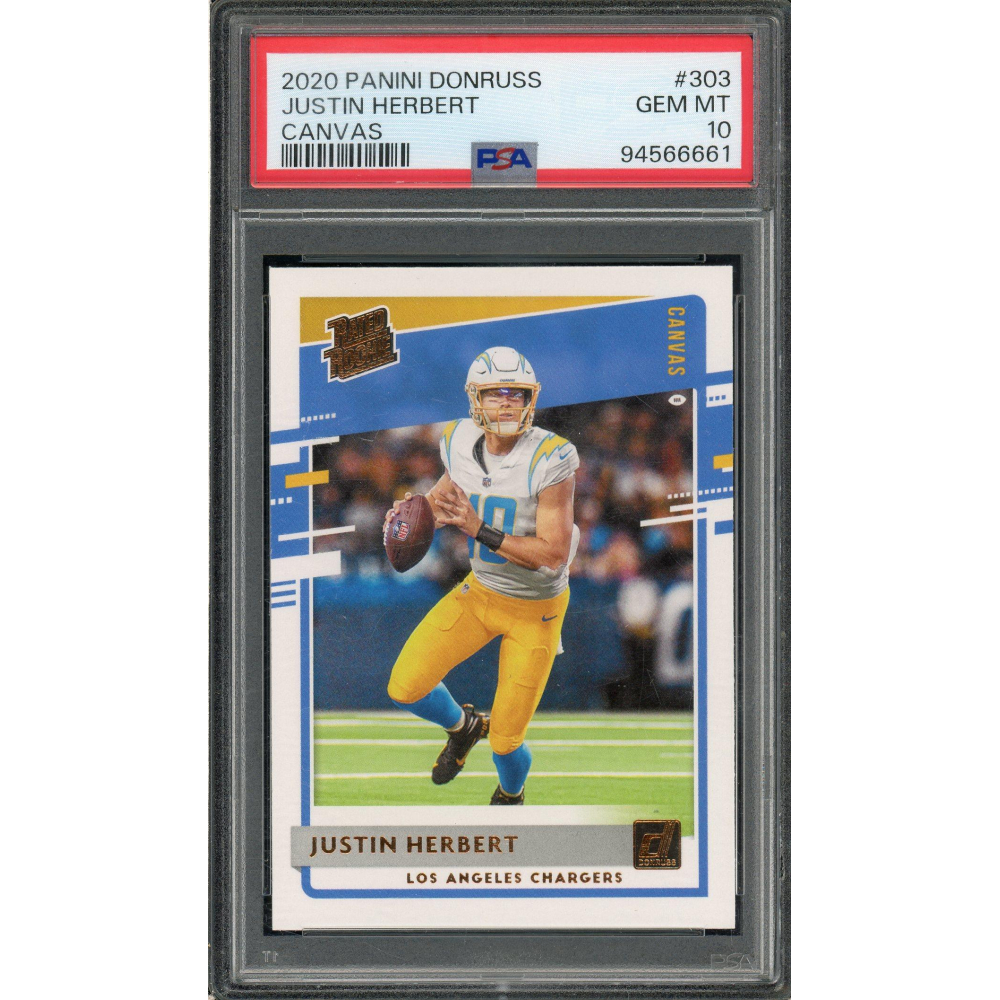 Justin Herbert 2020 Panini Donruss Canvas Rated Rookie Card #303 PSA ...