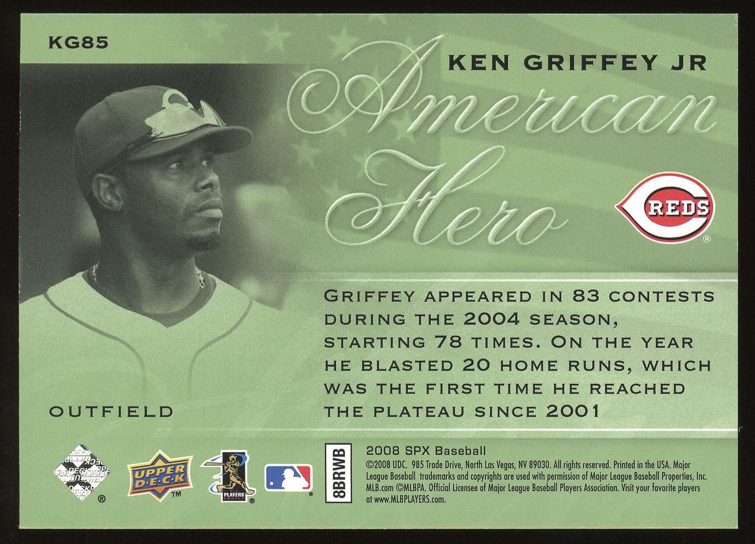 Ken Griffey Jr. 2008 Upper Deck SPX American Hero Card 1/1! | Auction ...