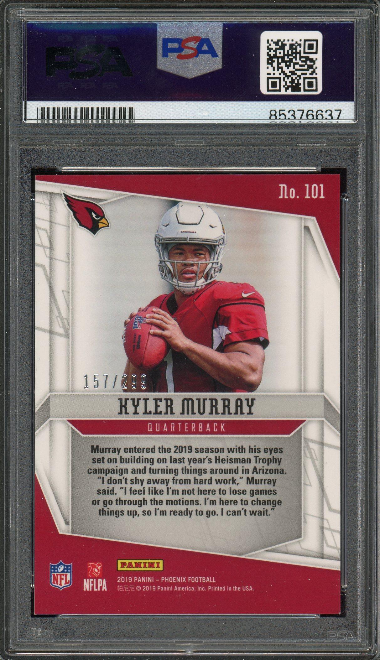 Kyler Murray Signed 2019 Panini Phoenix Rookie Card 157/299! PSA/DNA ...