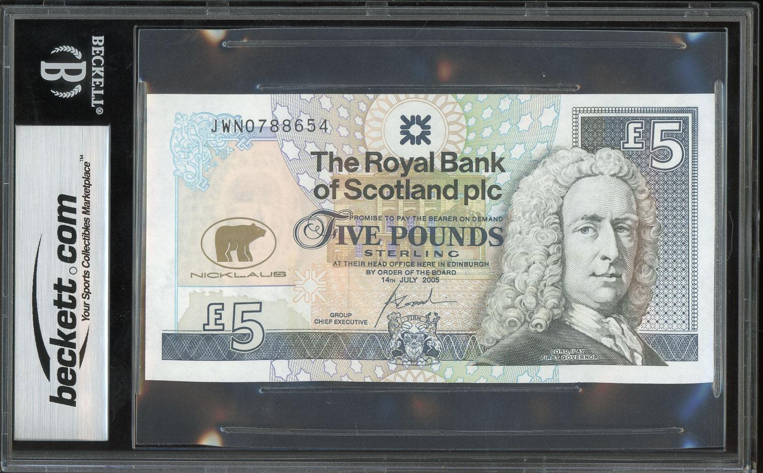 Jack Nicklaus Signed 5 Pound Note Auto Graded 10! (PSA/DNA) | Auction ...