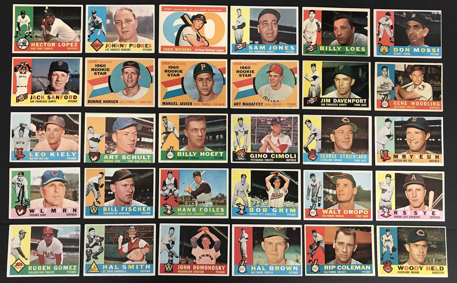 Lot of (30) 1960 Topps Baseball Cards : Inc. Eddie Mathews High ...