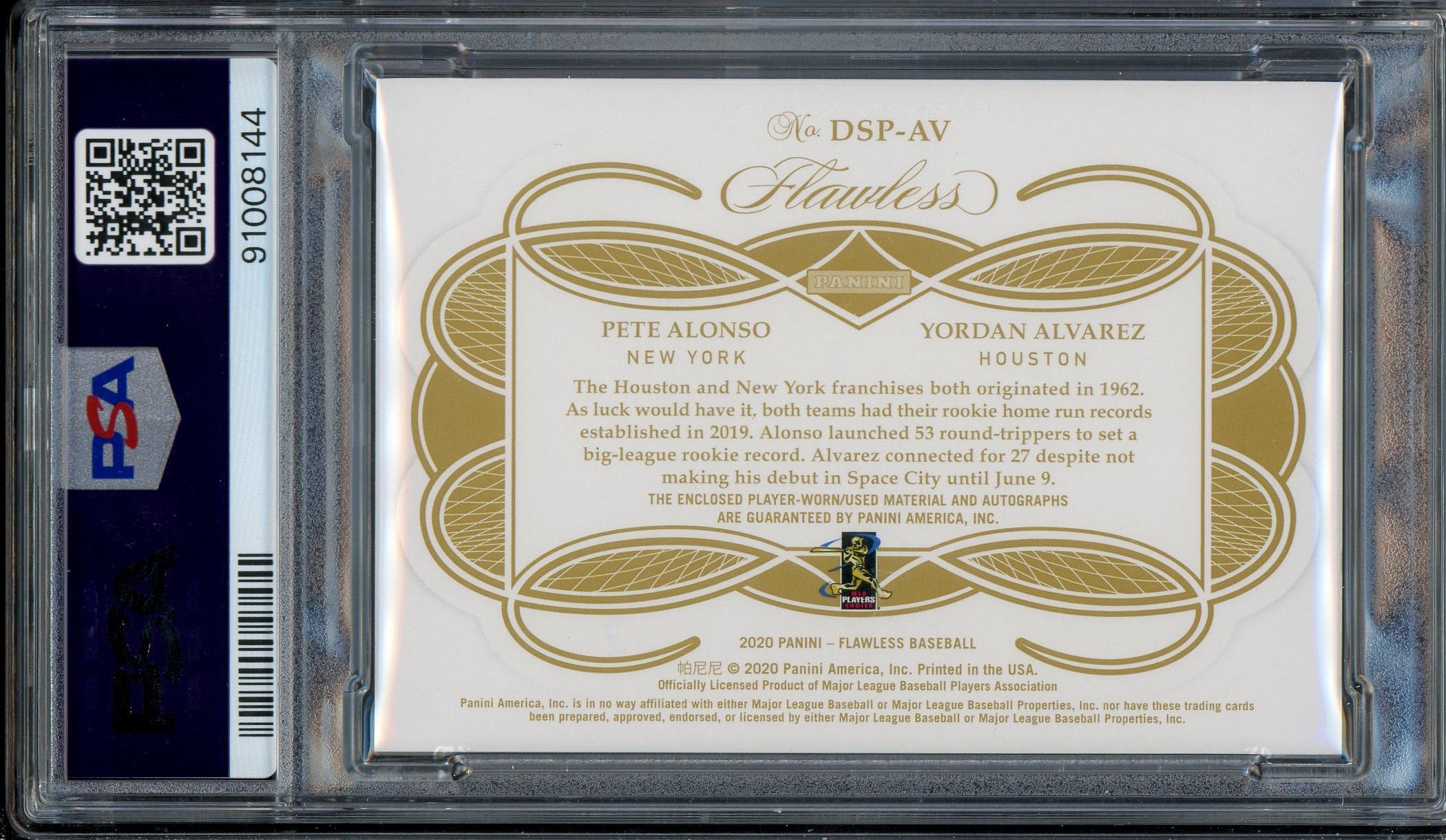 Pete Alonso & Yordan Alvarez 2020 Panini Flawless Dual Signature ...