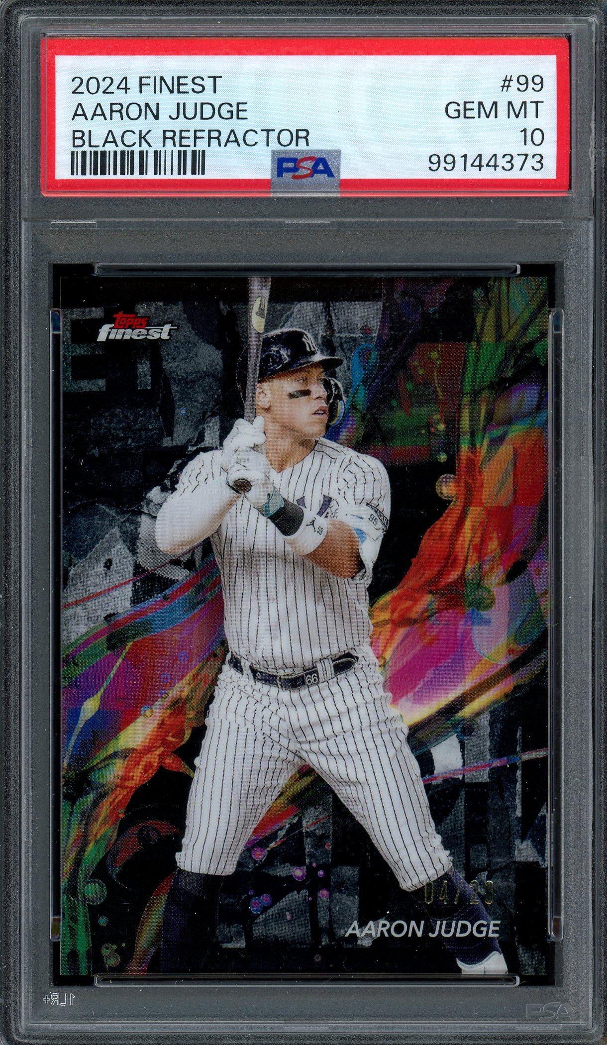 Aaron Judge 2024 Topps Finest Black Refractor Card 4/20! PSA Gem Mint ...