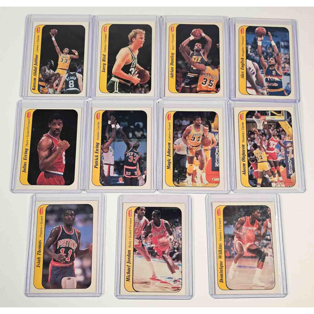 Complete Set of (11) 1986 Fleer Sticker Cards w/ Michael Jordan Rookie ...