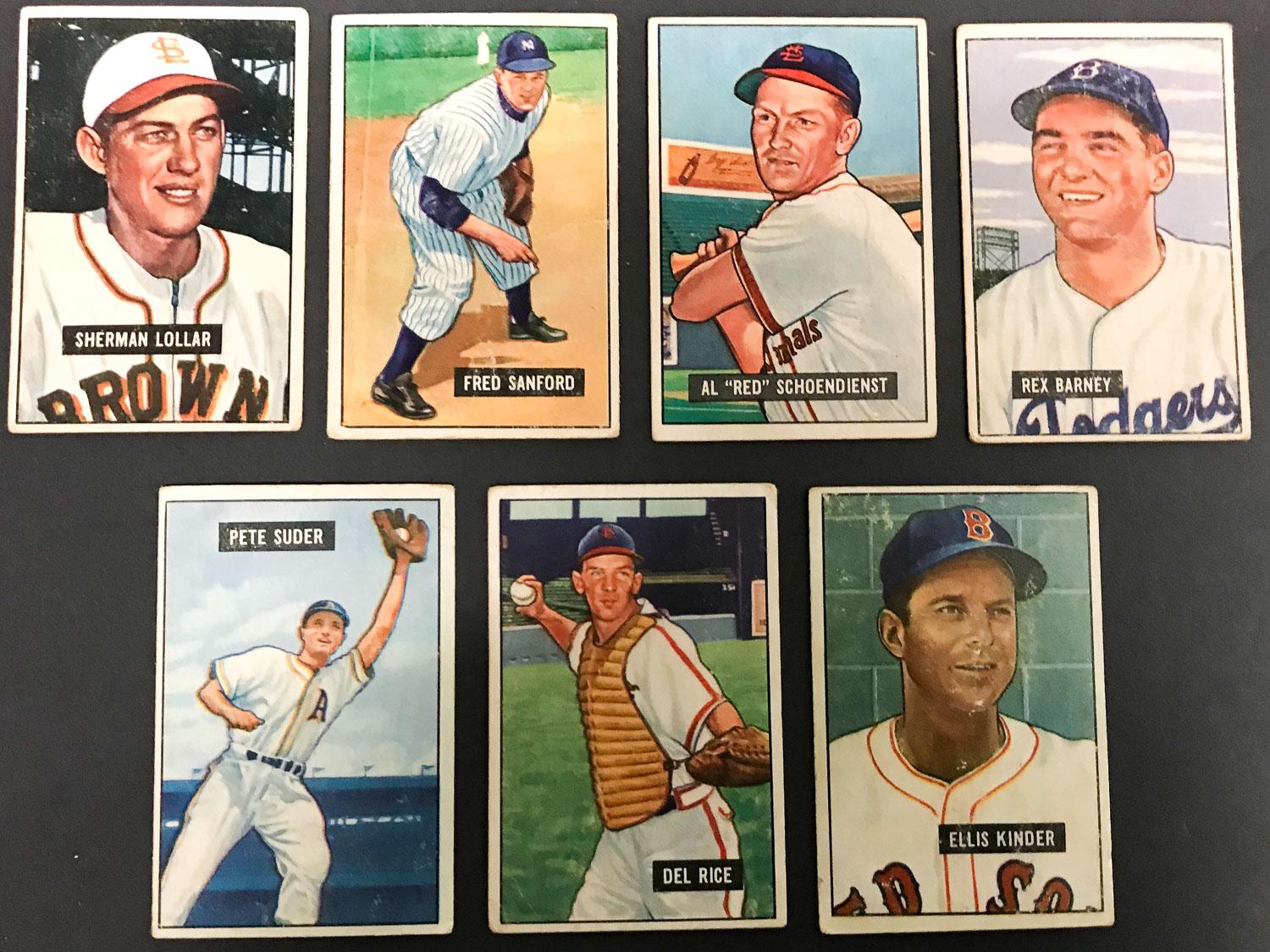 Lot of (7) 1952 Bowman Baseball Cards : Inc. Red Schoendienst, Fred ...