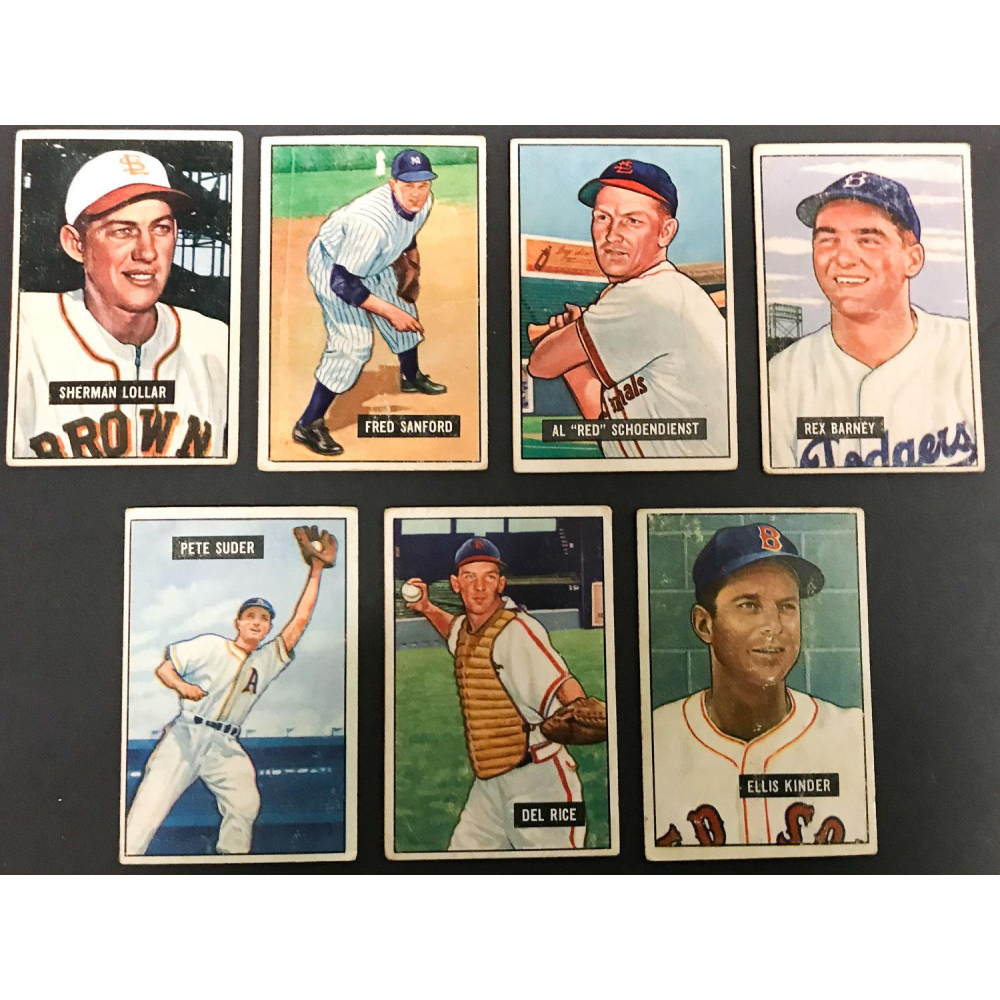 Lot of (7) 1952 Bowman Baseball Cards : Inc. Red Schoendienst, Fred ...