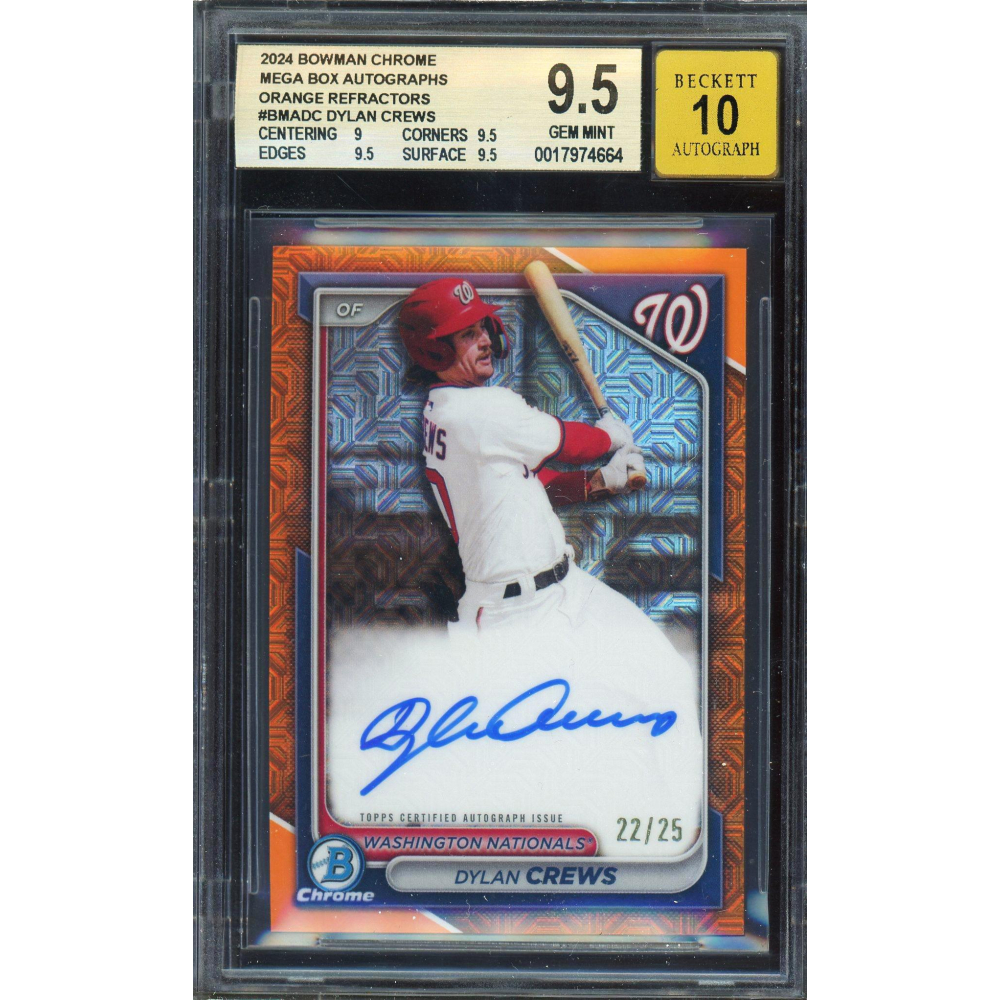 Dylan Crews 2024 Bowman Chrome Orange Refractors Autograph Card 22/25 ...