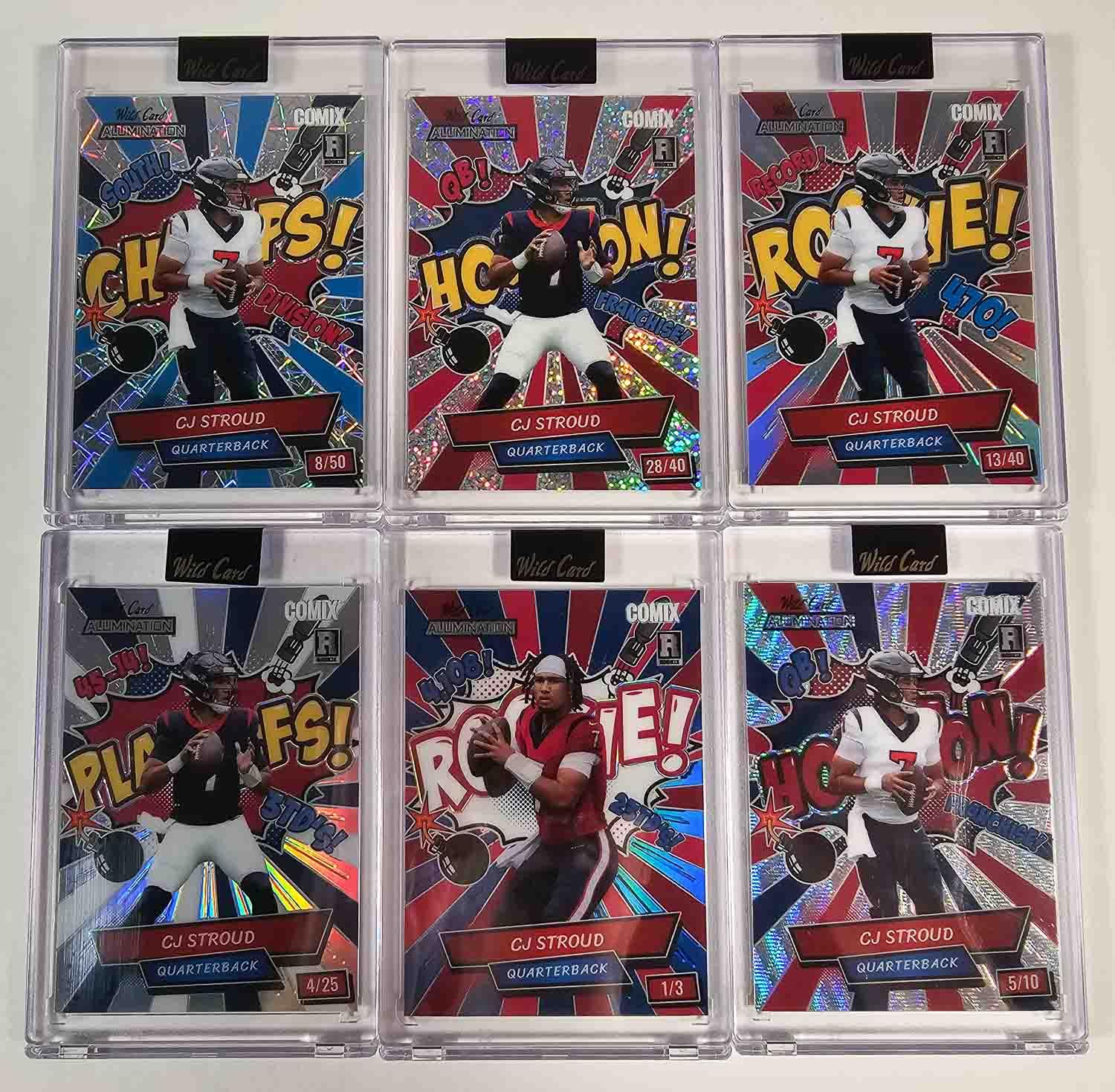 Lot of (6) C.J. Stroud 2023 Wild cards Edition Serial Numbered cards ...