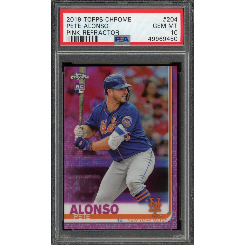 Pete Alonso 2019 Topps Chrome Pink Refractor Rookie Card #204 PSA Gem Mint 10! | Auction of ...