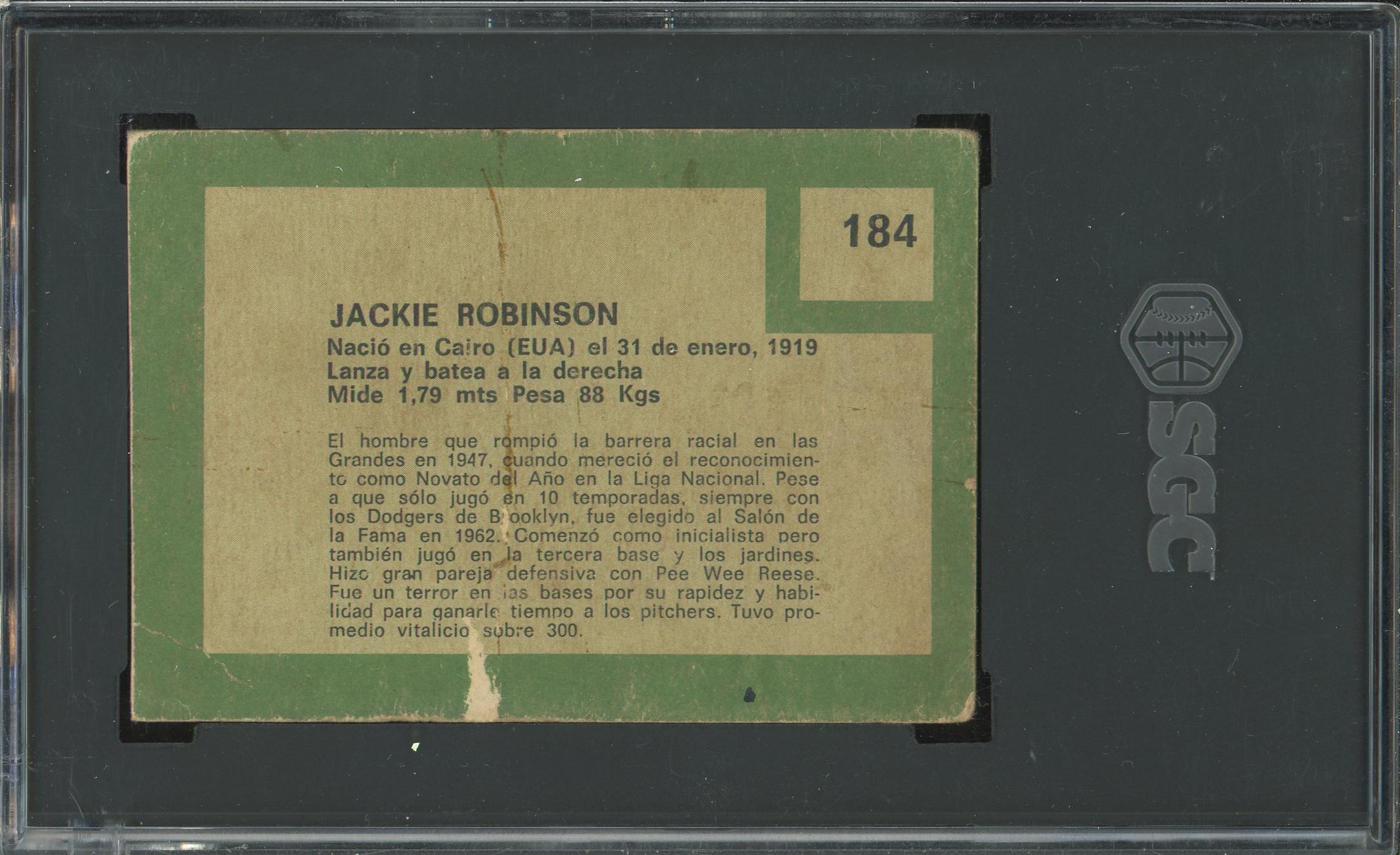 Jackie Robinson 1967 Topps Venezuela Retirado Card #184 SGC Trimmed ...