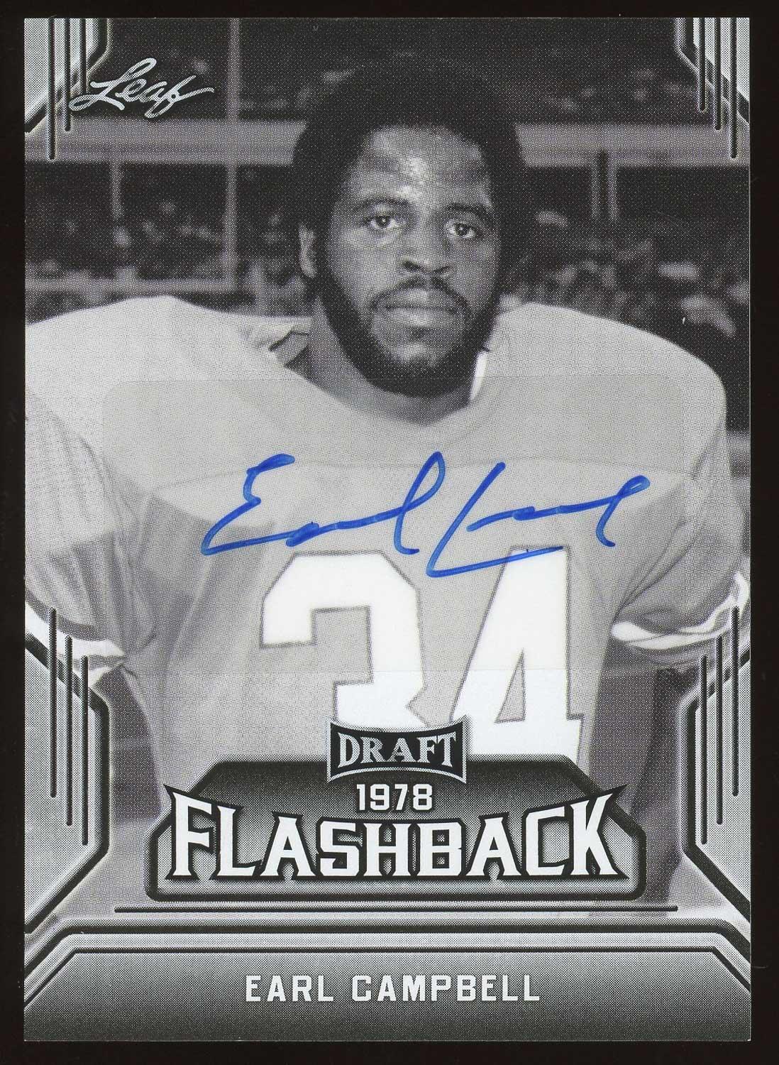 Earl Campbell Signed 2019 Leaf Draft 1978 Flashback Card (JSA COA ...