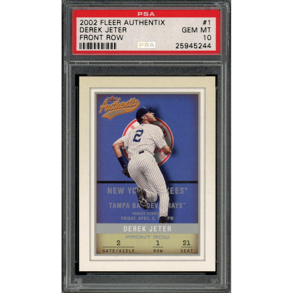 Derek Jeter 2002 Fleer Authentix Front Row Card 28/150! PSA Gem Mint 10 ...