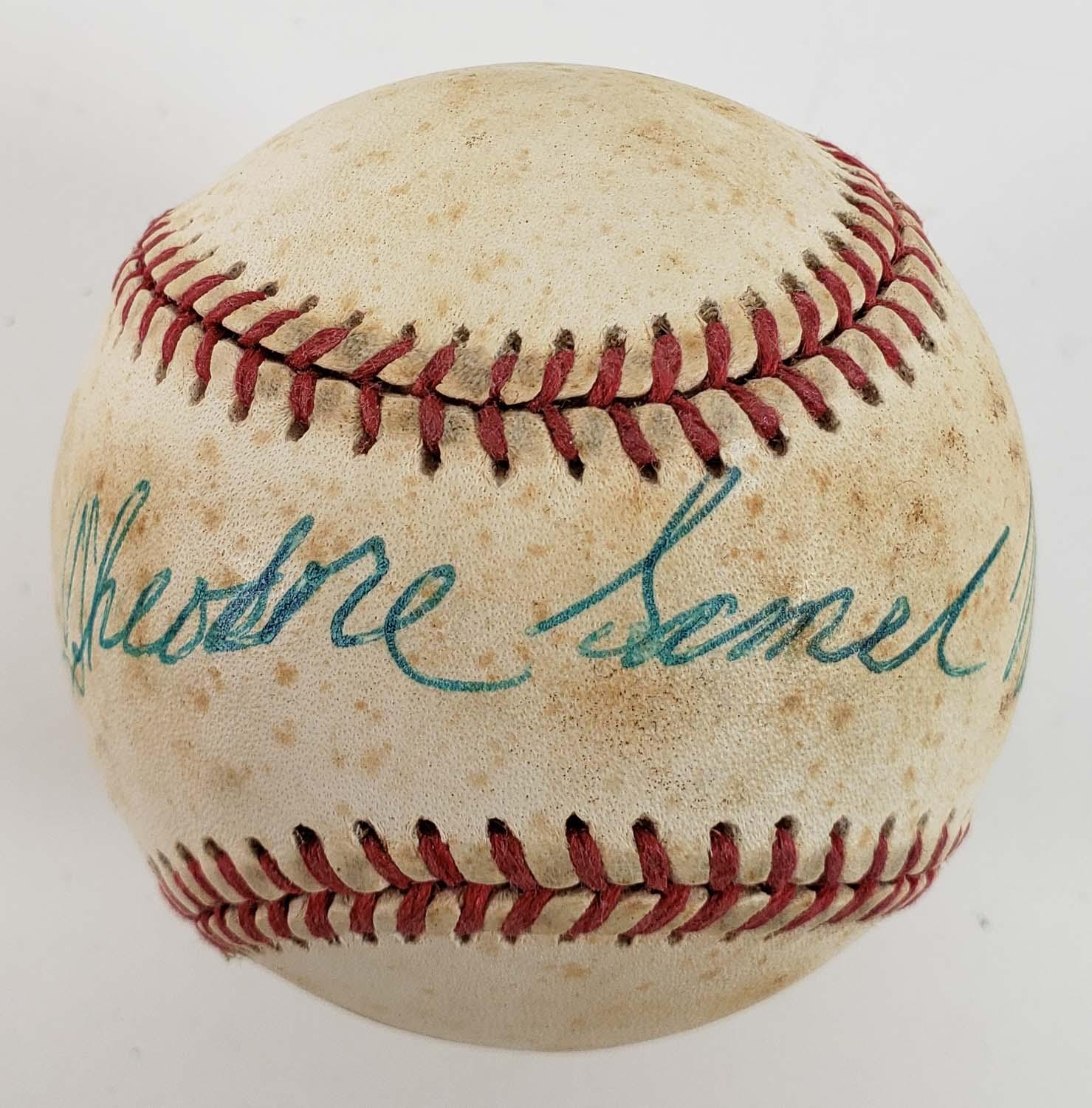 Ted Williams FULL NAME "Theodore Samuel Williams" Signed OAL Baseball ...