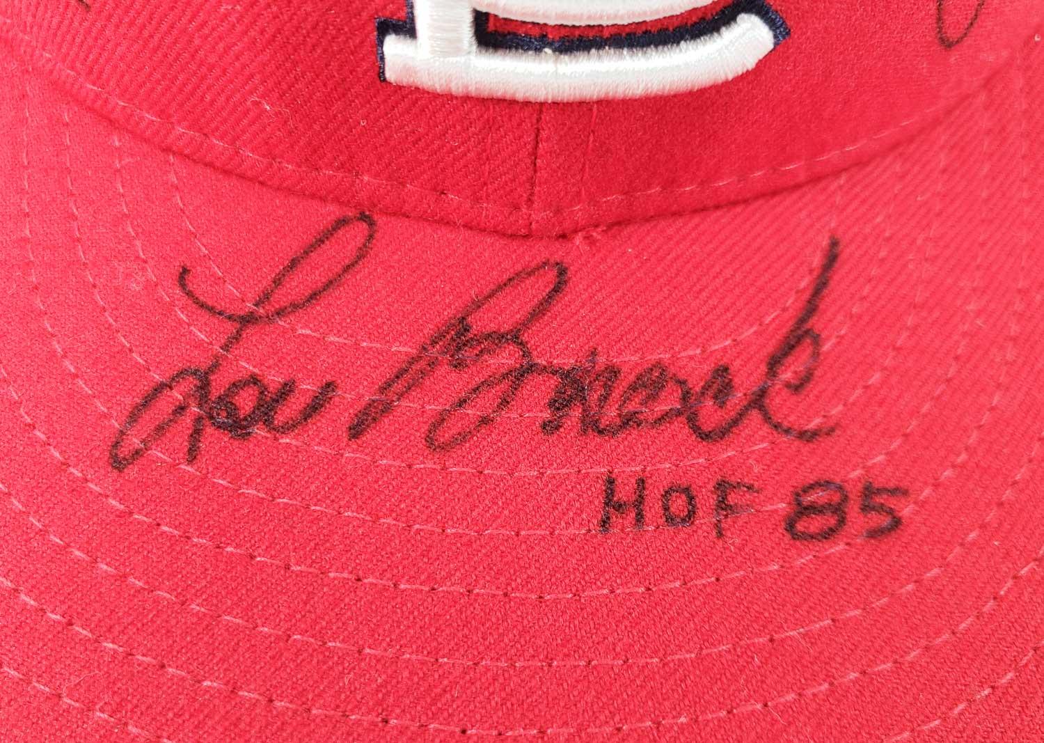 Lou Brock, Bob Gibson, Enos Slaughter & Red Schoendienst HOF Inscribed ...