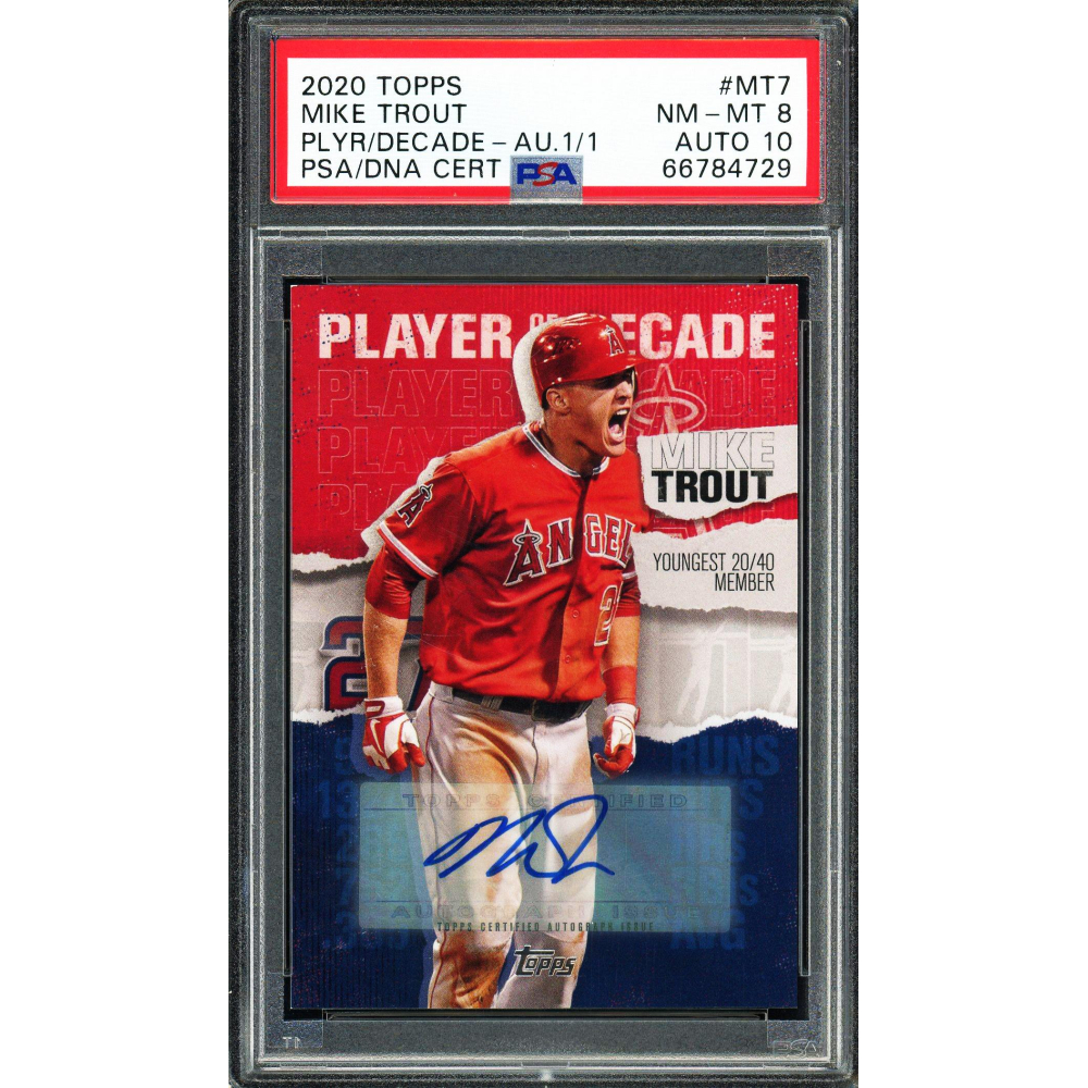 Mike Trout 2020 Topps Player of the Decade Autograph Card 1/1! PSA 8 ...