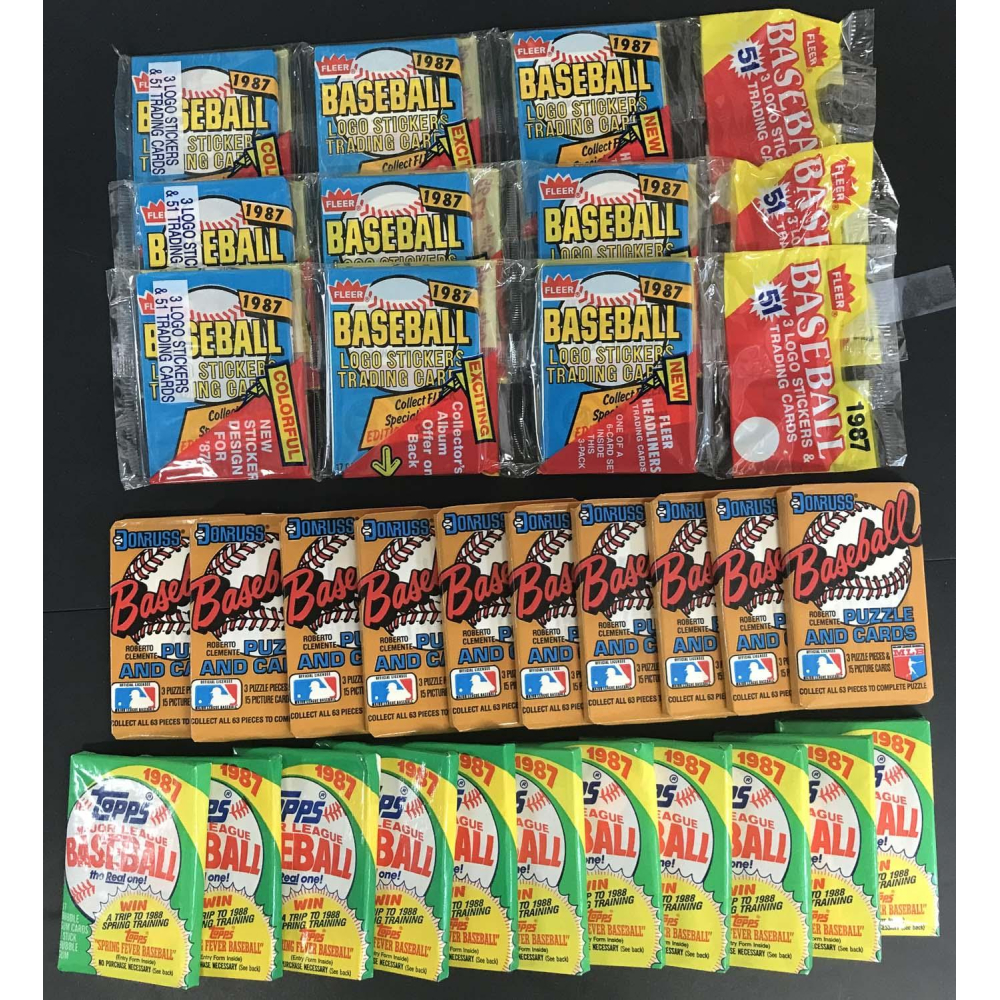 Lot of (30) 1987 Baseball Card Wax Packs : (9) Fleer, (10) Donruss, (11 ...