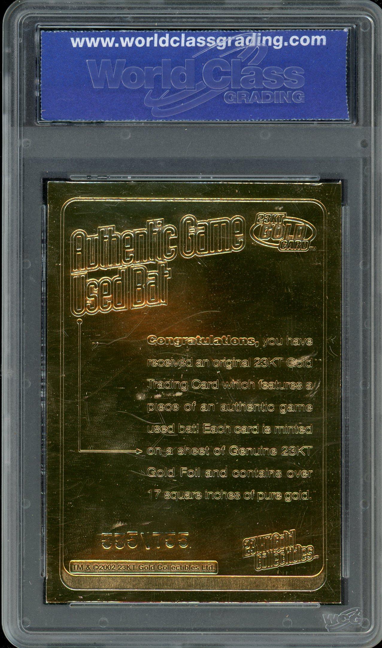 Pete Rose 2002 Gold Collectibles Feel the Game Used Bat 23KT Gold Card WCG Gem Mint 10 ...