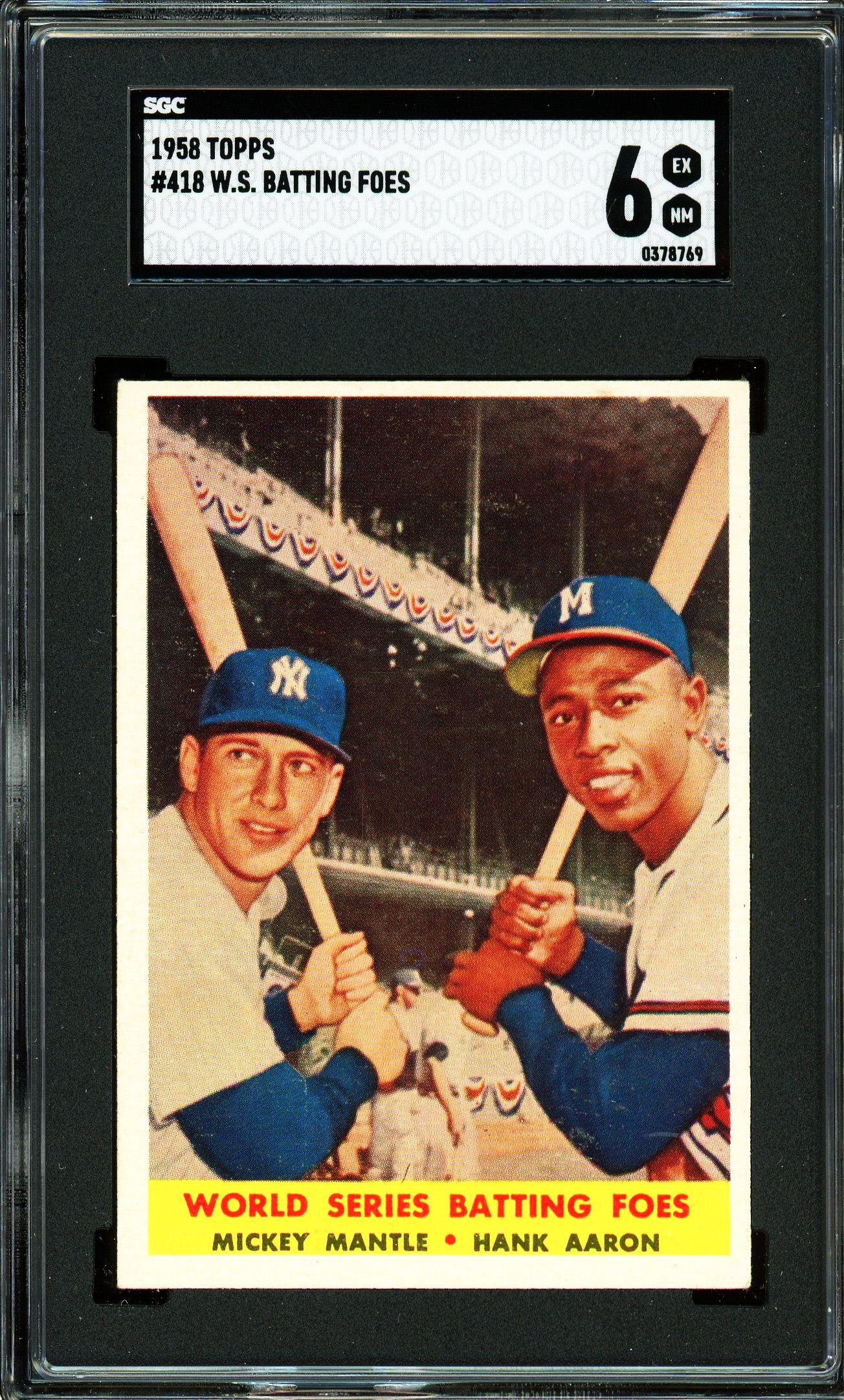 Mickey Mantle & Hank Aaron 1958 Topps World Series Batting Foes Card ...