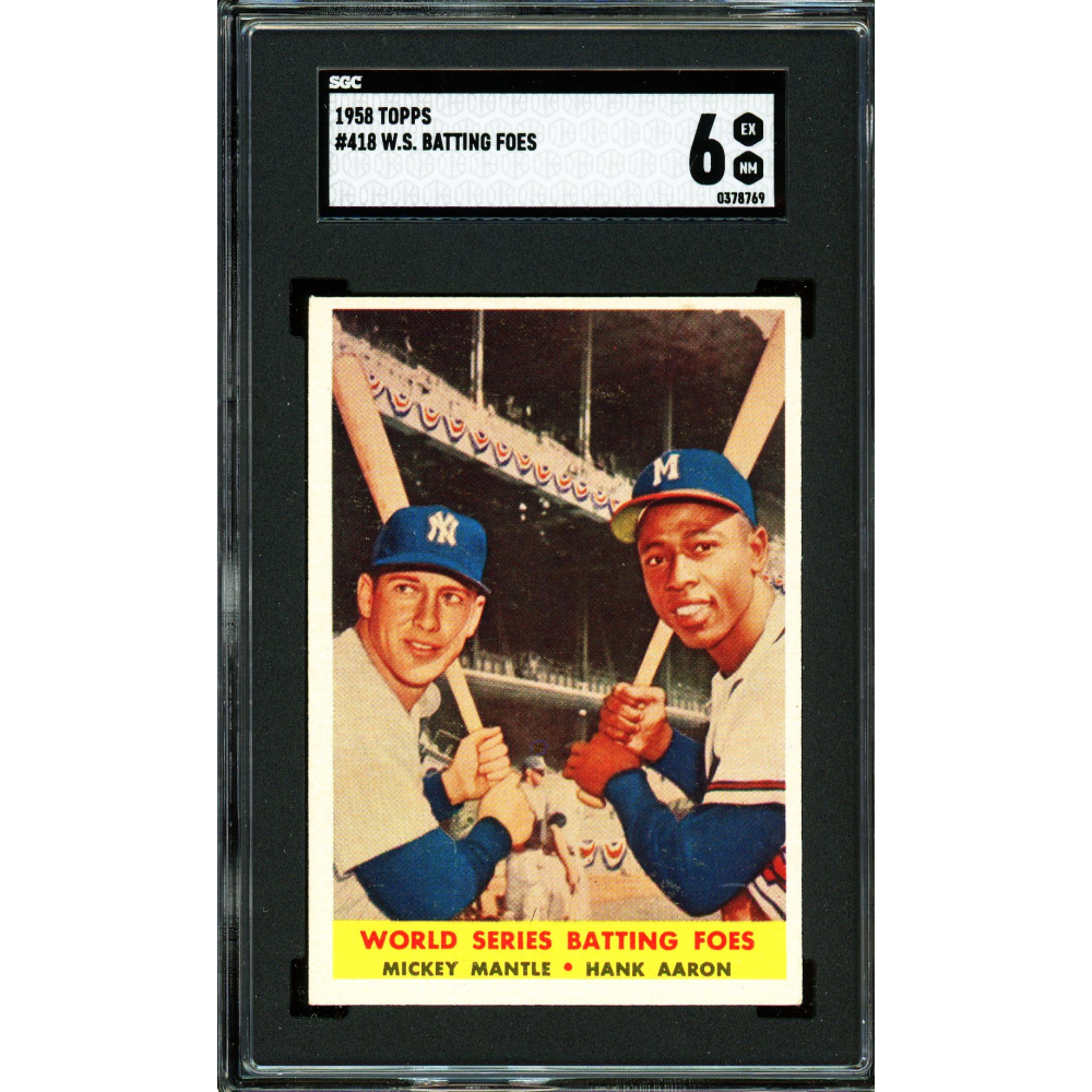 Mickey Mantle & Hank Aaron 1958 Topps World Series Batting Foes Card ...