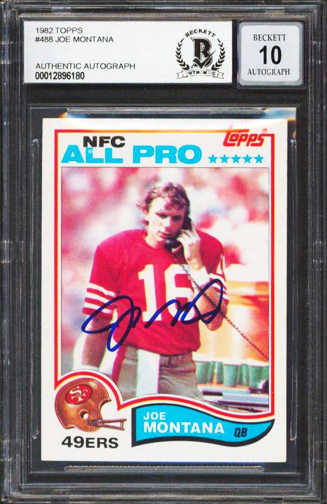 Joe Montana 1982 Topps #488 Autographed Rookie Card w/ Auto Grade 10 ...