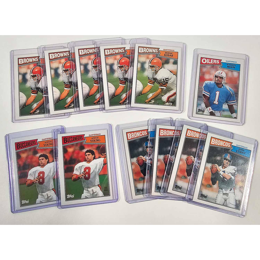 Lot of (12) 1987 Topps Football Quarterback Cards w/ Elway, Young, Moon ...
