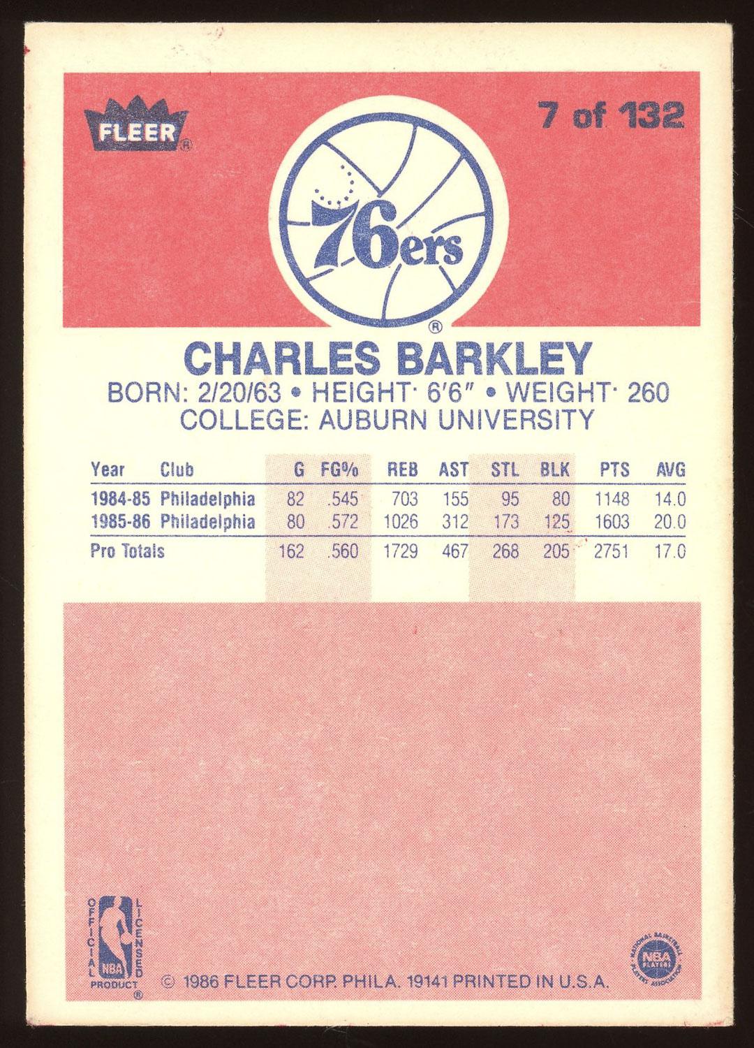 Charles Barkley 1986 Fleer Rookie Card #7 | Auction of Champions