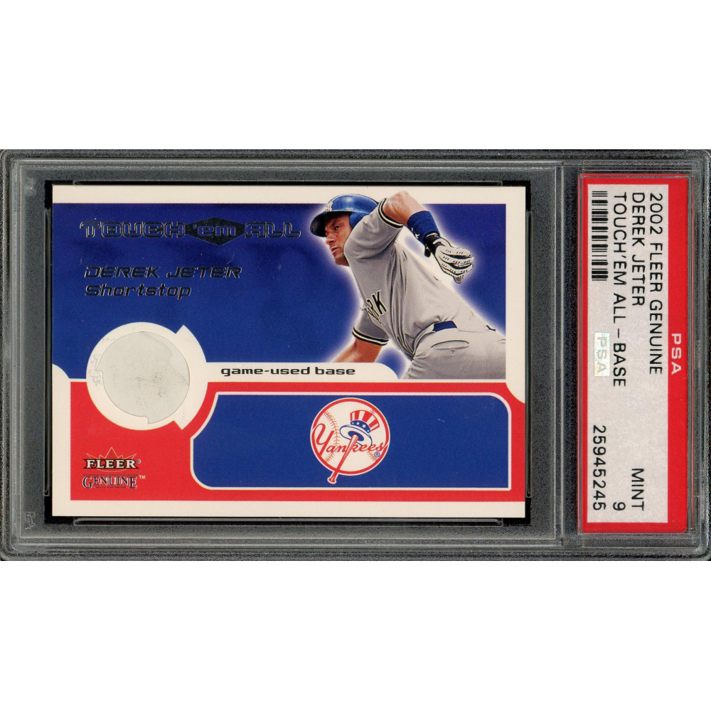 Derek Jeter 2002 Fleer Genuine Touch Em All Game Used Base Card 190/350! PSA 9: POP 3, None ...