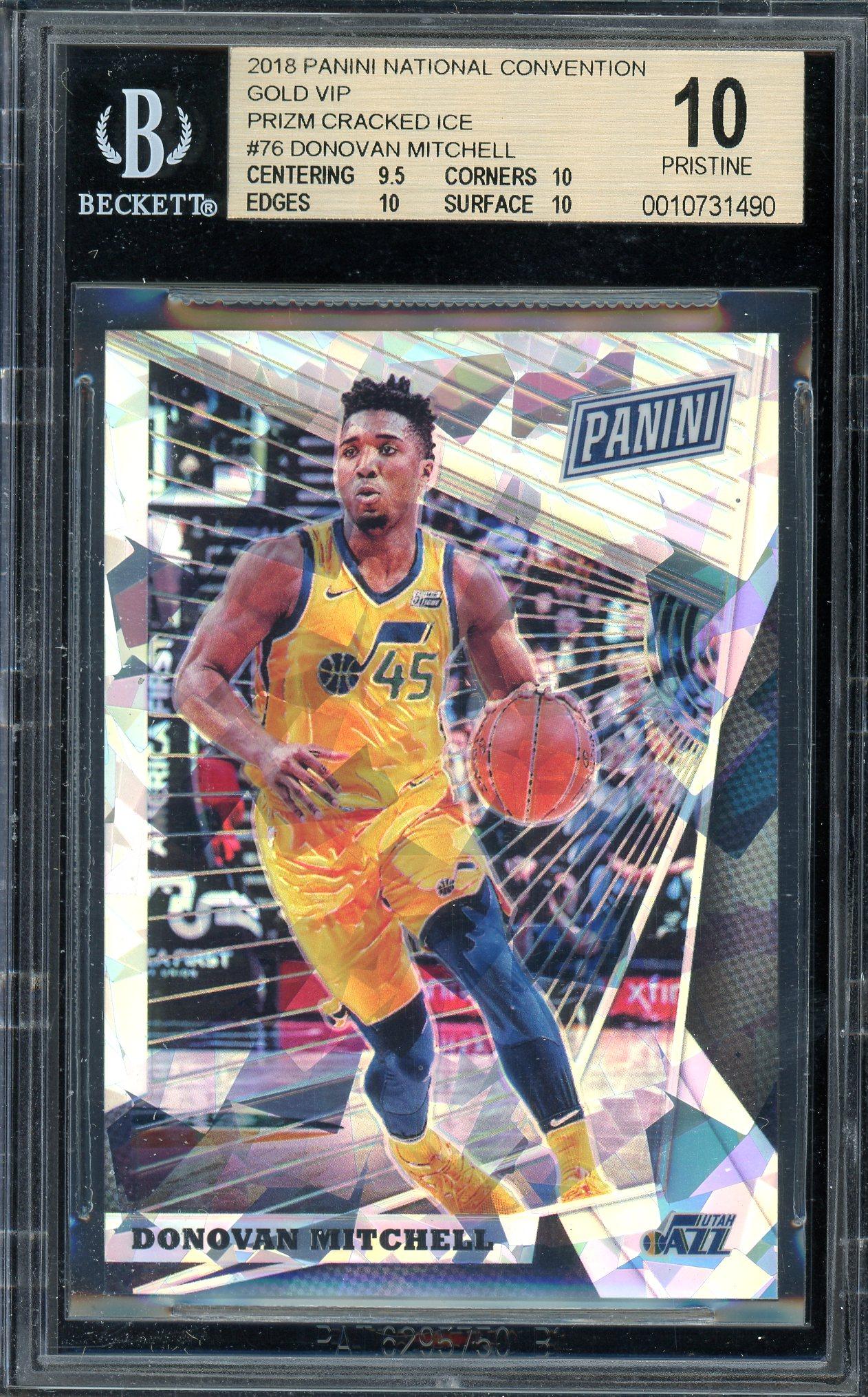 Donovan Mitchell 2018 Panini National Convention Gold VIP Prizm Cracked ...