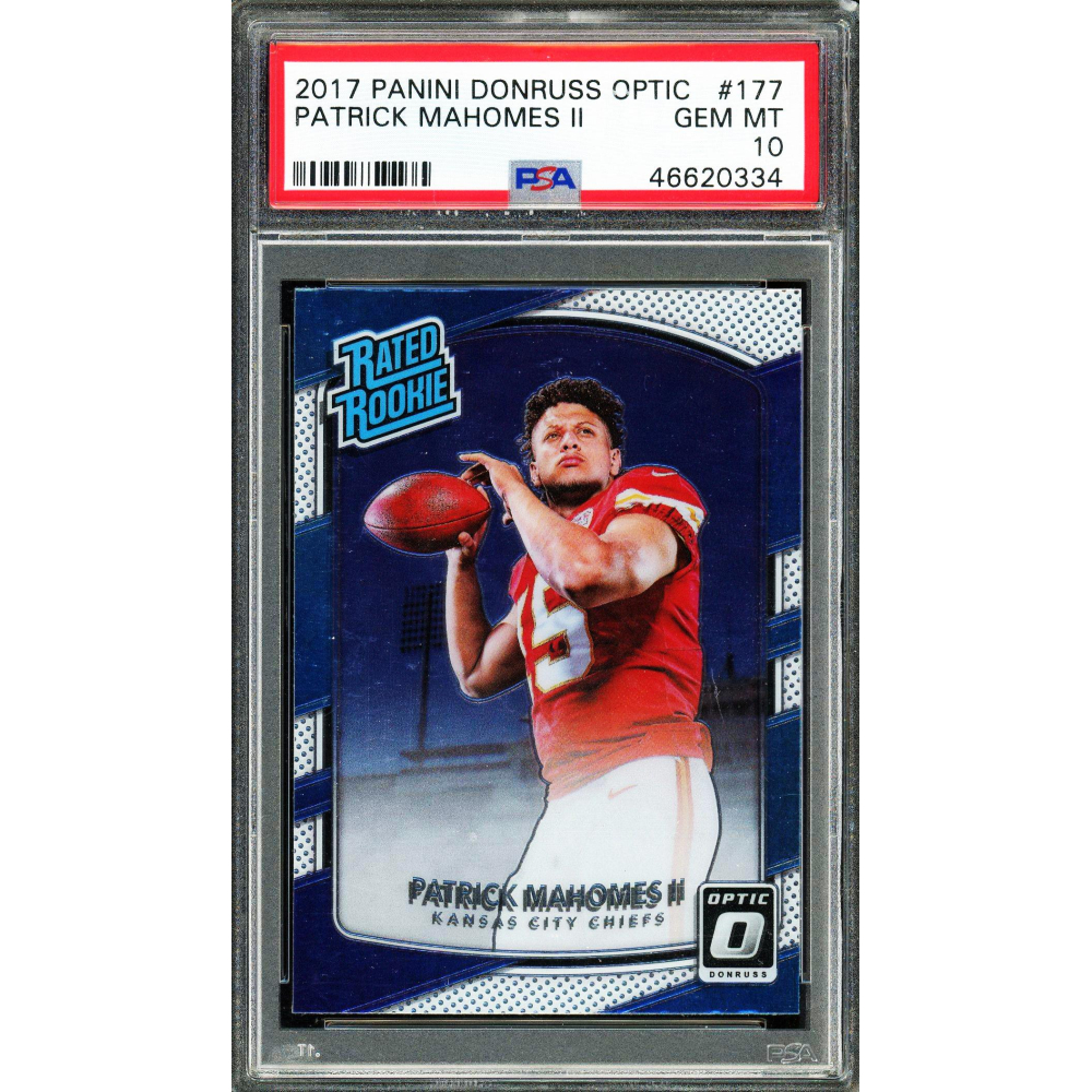Patrick Mahomes 2017 Panini Donruss Optic Rated Rookie Card #177 PSA ...