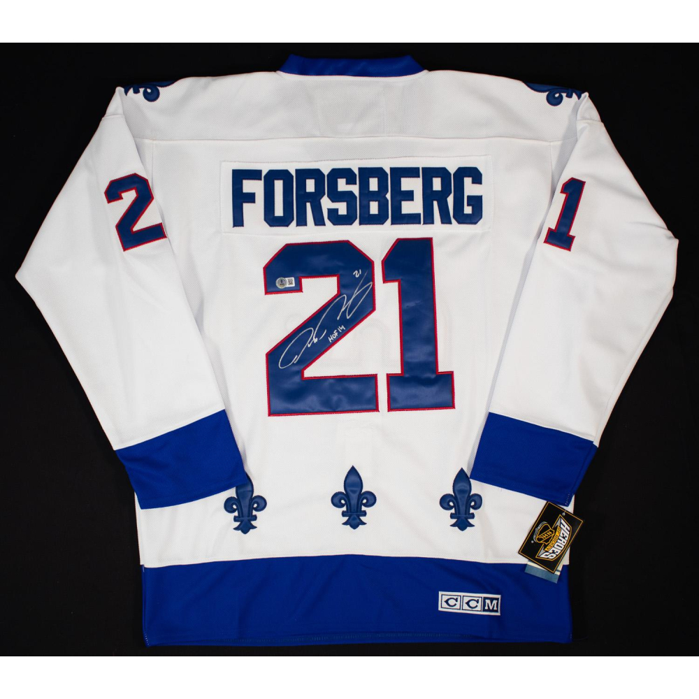 Peter Forsberg "HOF 14" Signed Quebec Nordiques Custom Jersey (Beckett ...