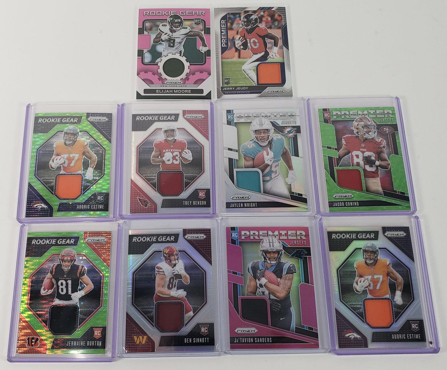 Lot of (10) Prizm NFL Jersey Relic Football Cards w/ Sanders, Jeudy ...