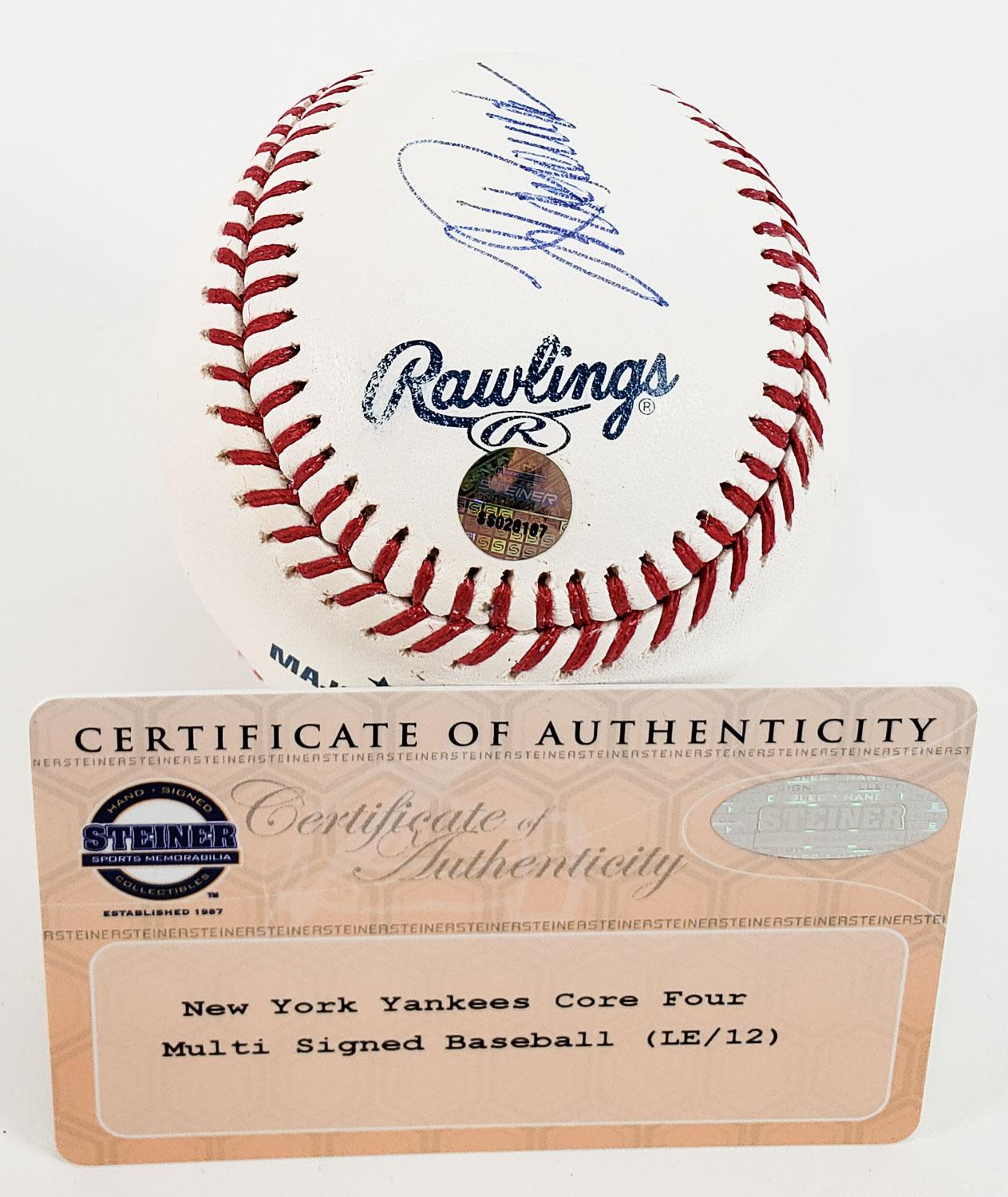 New York Yankees Core Four (Jeter, Rivera, Pettitte, Posada) Signed OML ...
