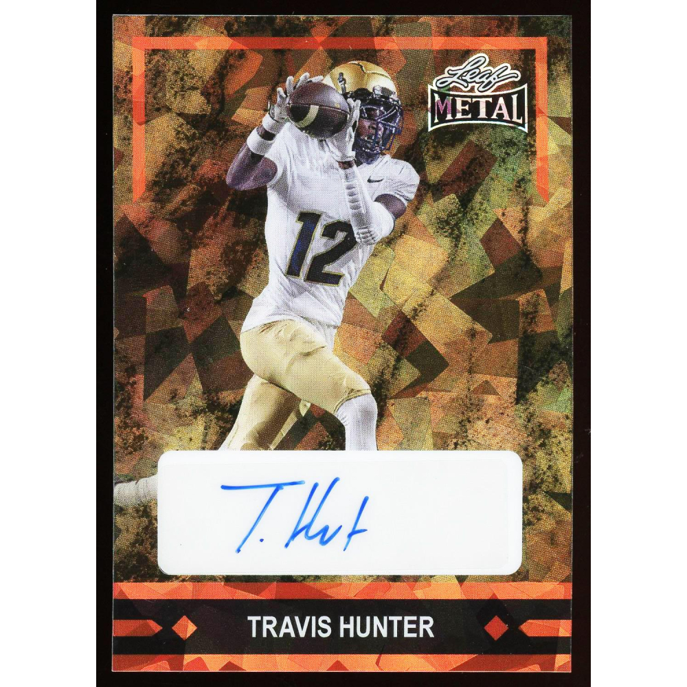Travis Hunter 2024 Leaf Metal Orange Ice Gold Rookie Autograph Card 7/8 ...