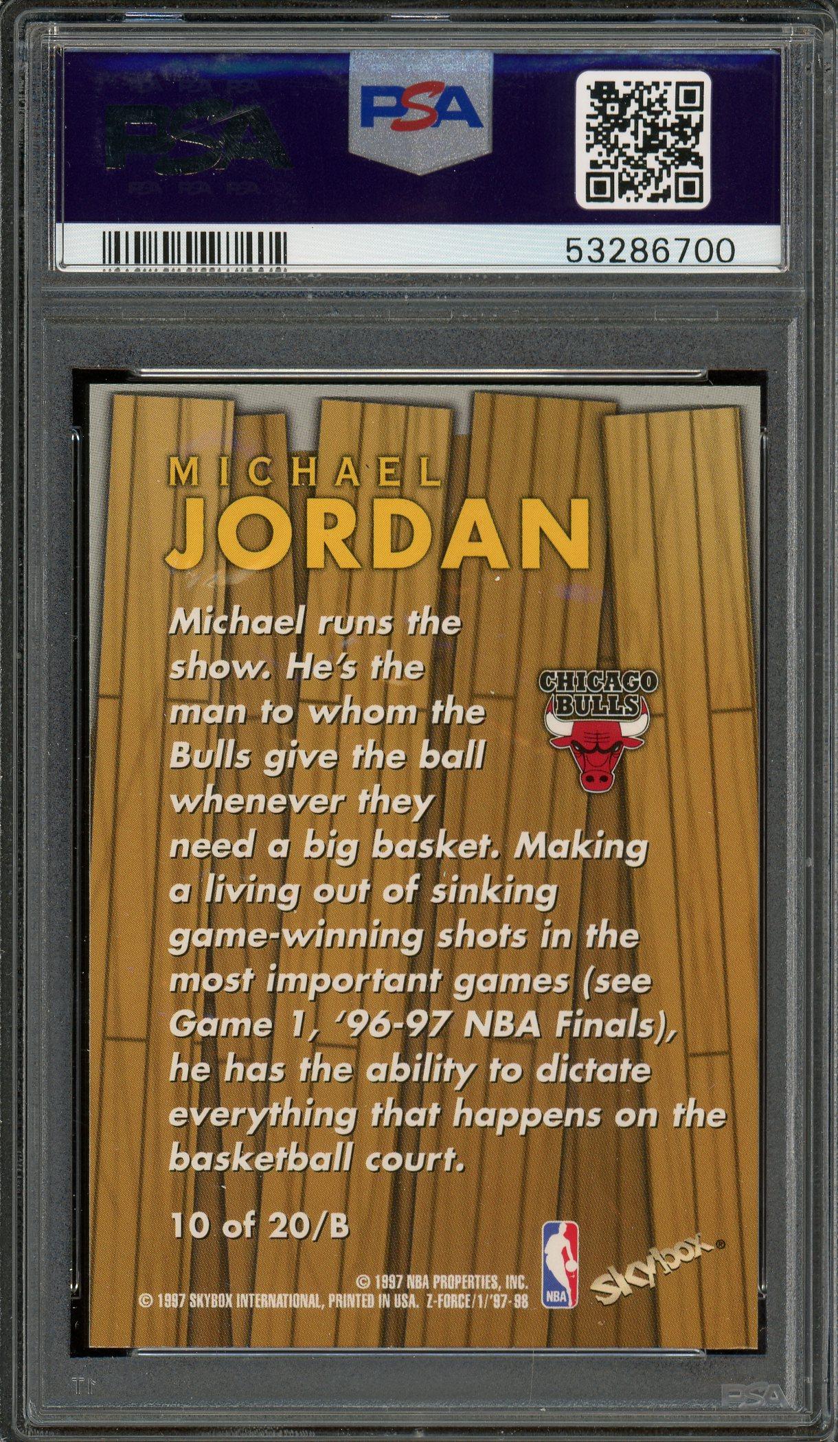 Michael Jordan 1997 Skybox Z Force Boss Card #10 PSA 9 | Auction of ...